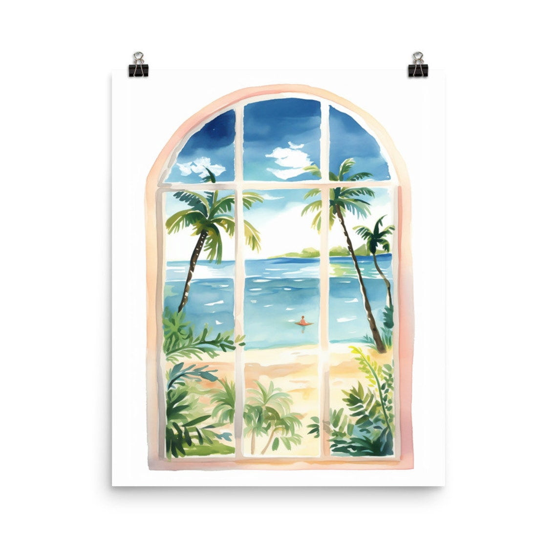Lanai Hawaii Print, Tropical Beach Window View Wall Art, Pacific Ocean ...