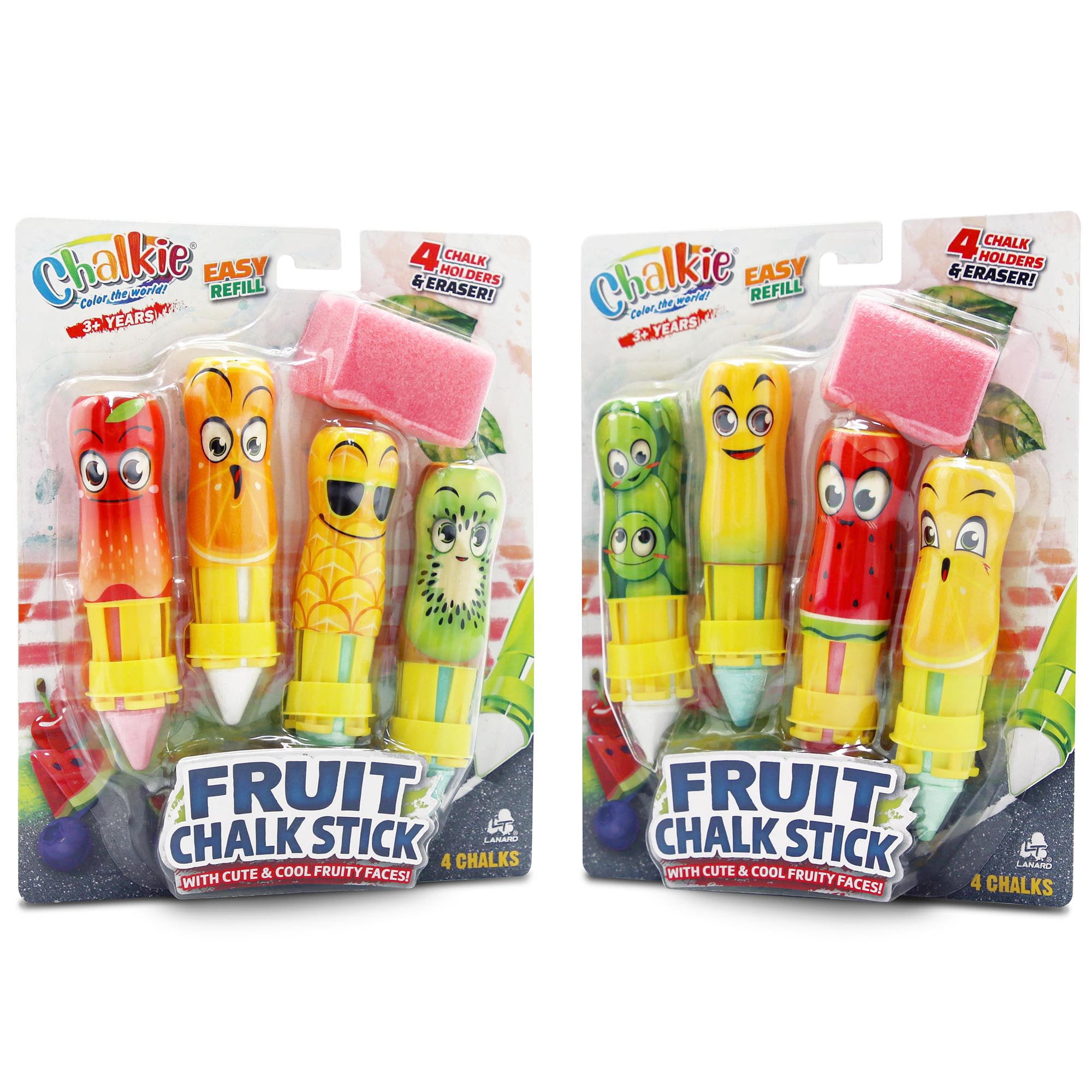 Lanard Chalkie: Twin Pack - Fruit Chalk Stick - 8 Cute Face Character ...