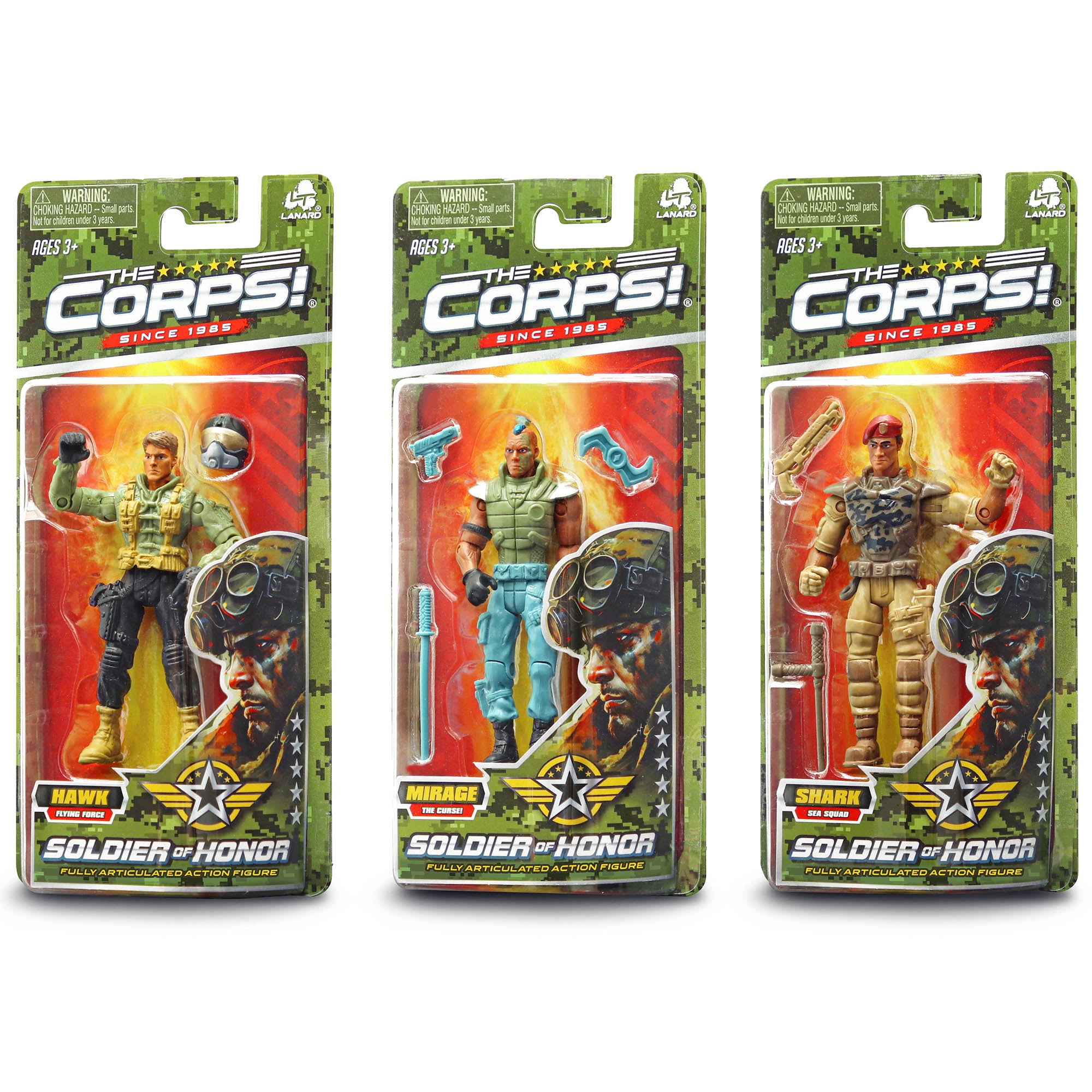 Lanard The Corps! Soldier Of Honor - 3 Pack Action Figures, Fully ...