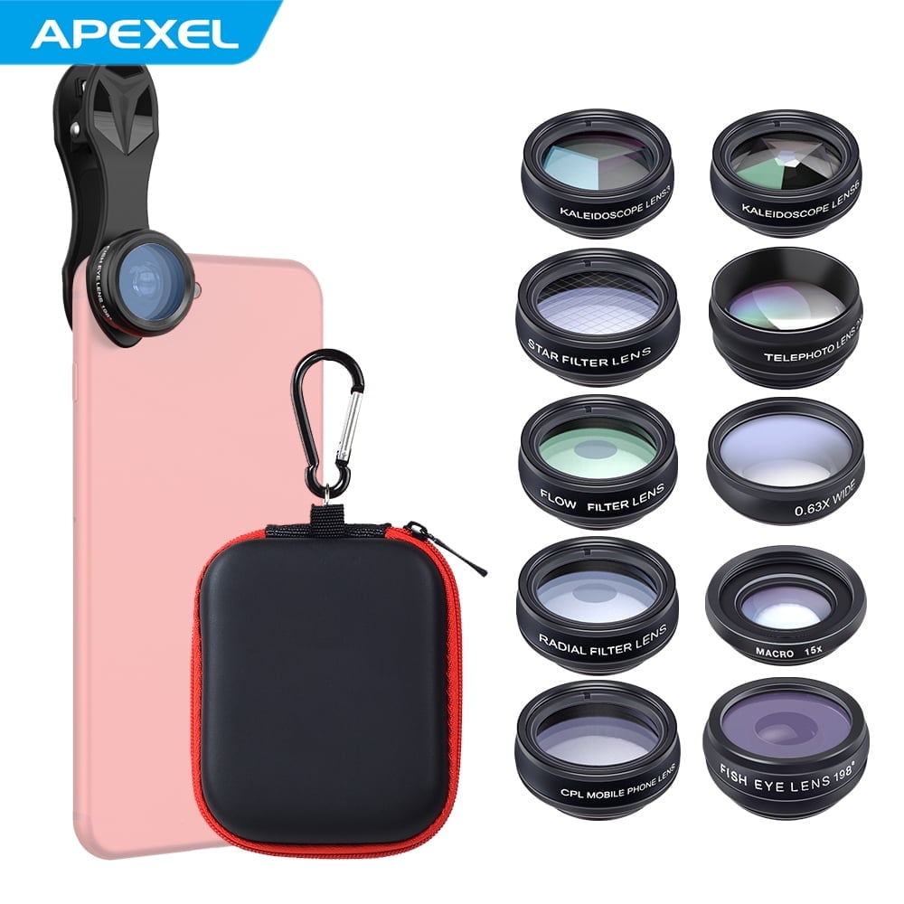 Lanboya 10-Piece Phone Camera Lens Kit 0.63X Wide Angle 15X Macro 198 ...