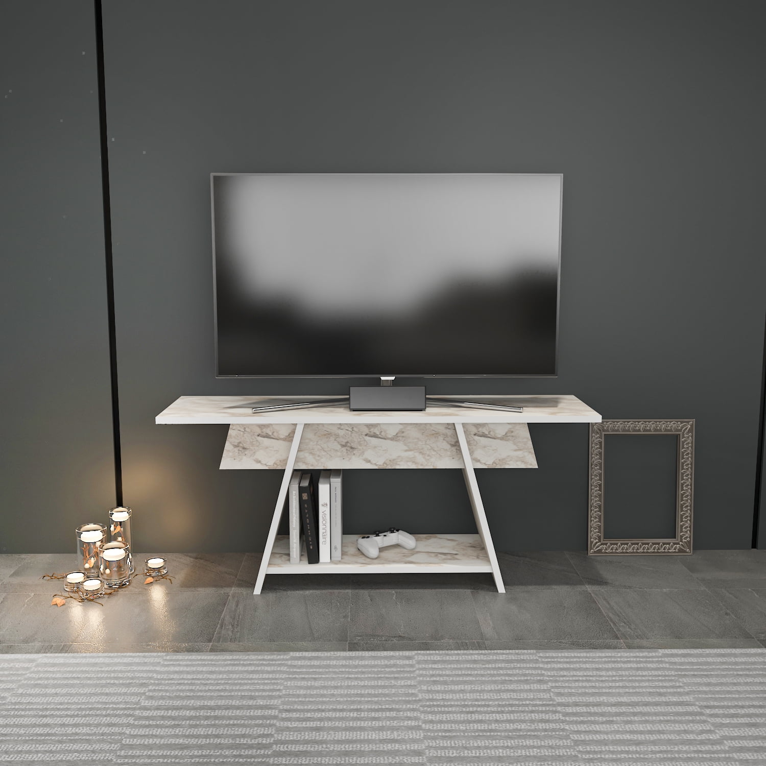 Lanca 47'' Slim Entertainment TV Stand, Living Room Media Storage ...