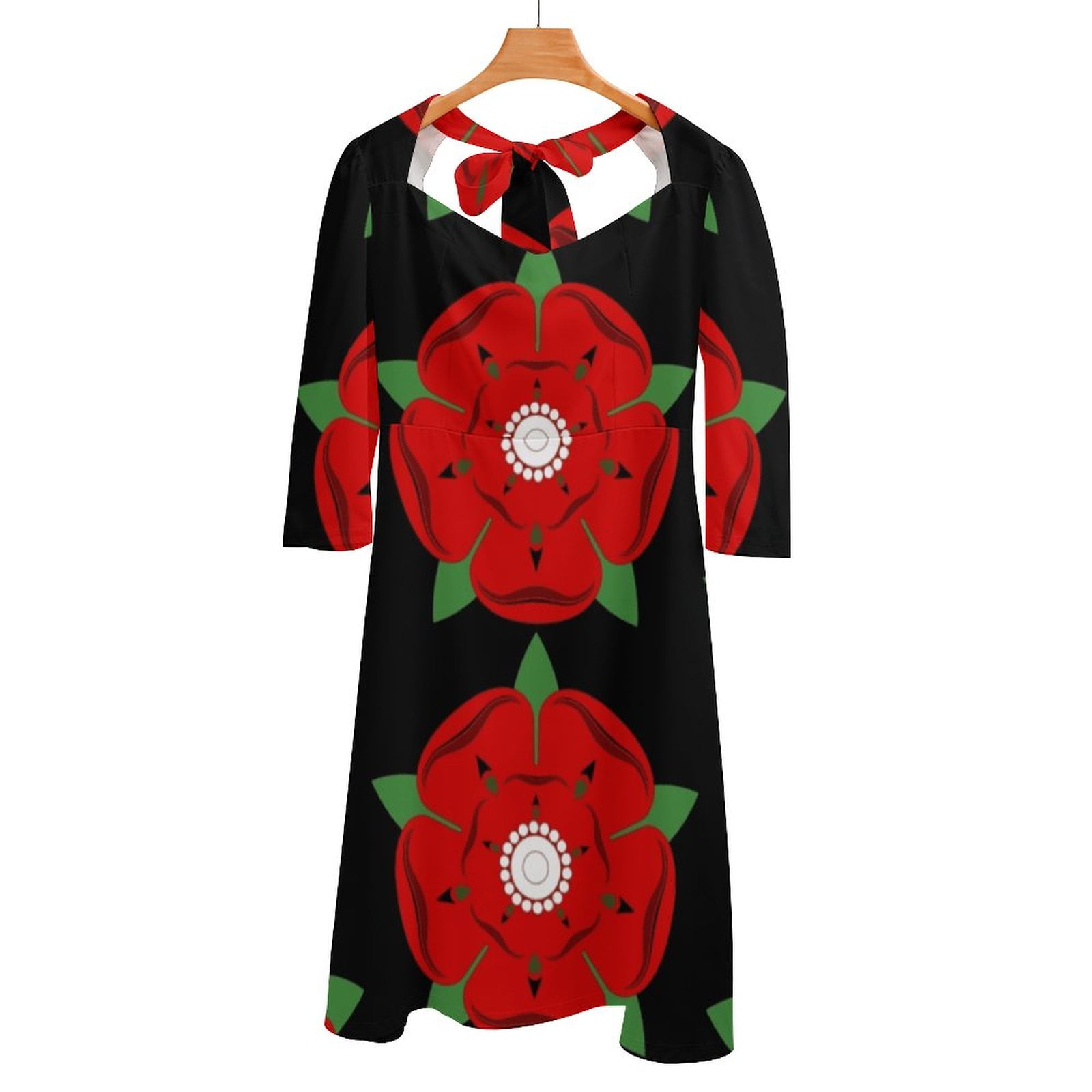 Lancashire Rose Square Neck Dress Back Lacing Backless Dress Elegant ...