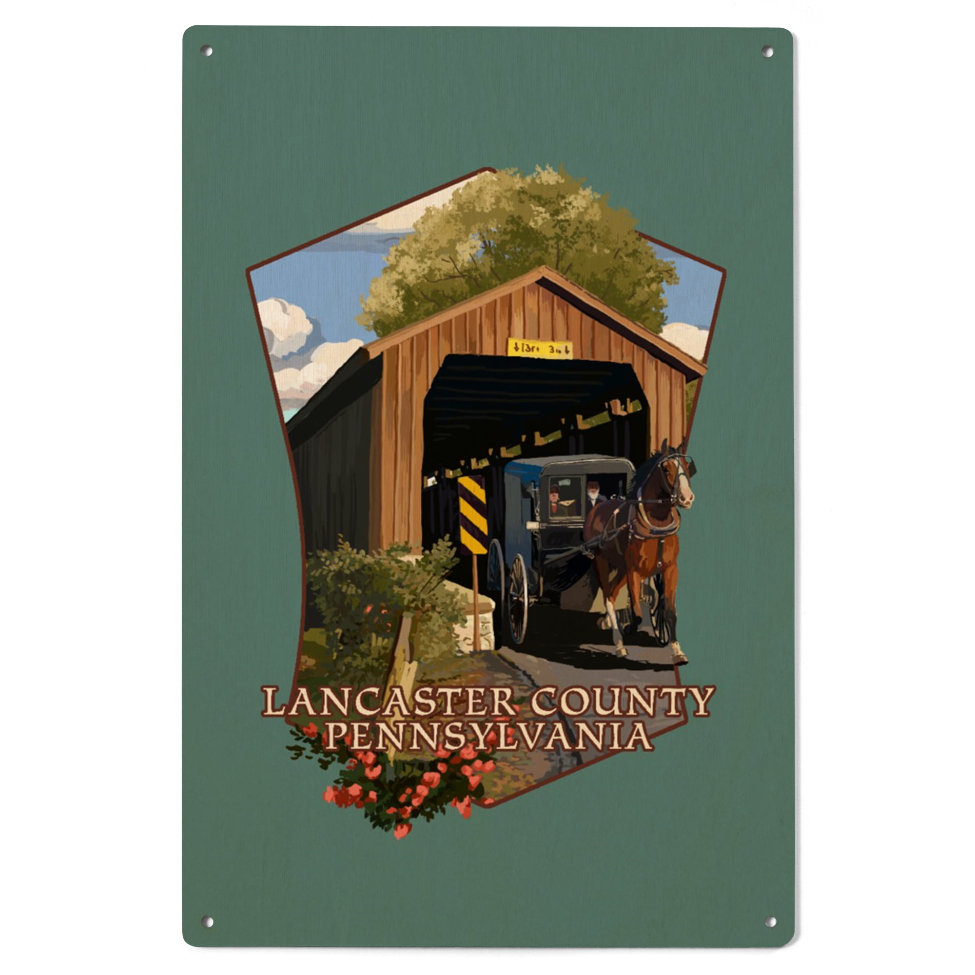 Lancaster County, Pennsylvania, Covered Bridge, Contour Birch Wood Wall ...