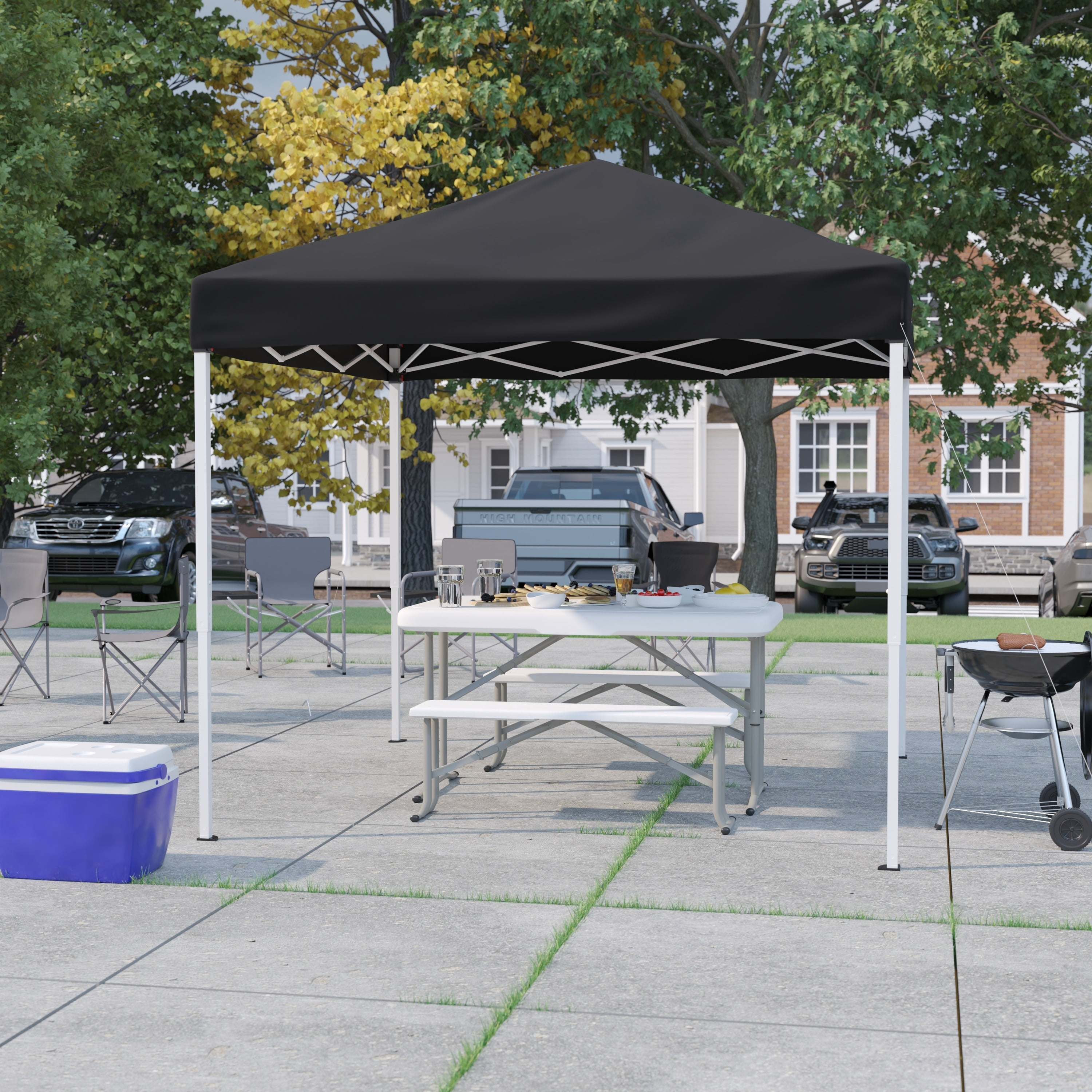 Lancaster Home 8'x8' Weather Resistant Easy Pop Up Slanted Leg Canopy ...