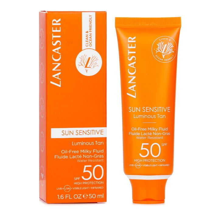Lancaster Sun Sensitive Milky Fluid SPF50, Face Sunscreen for Sensitive ...