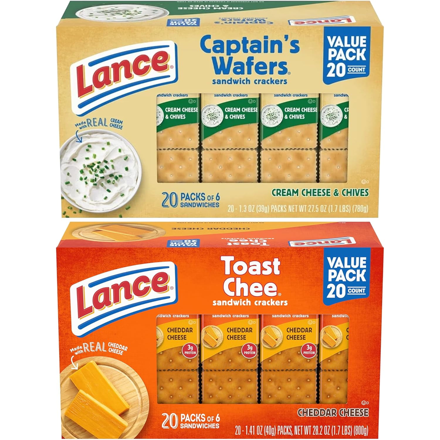 Lance Captain's Wafers, Cream and Chives, Lance Toastchee Cheddar ...