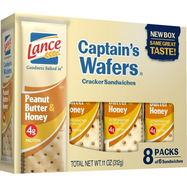 Lance Captain's Wafers Nut Snack: Peanut Butter & Honey Crackers - 11oz ...