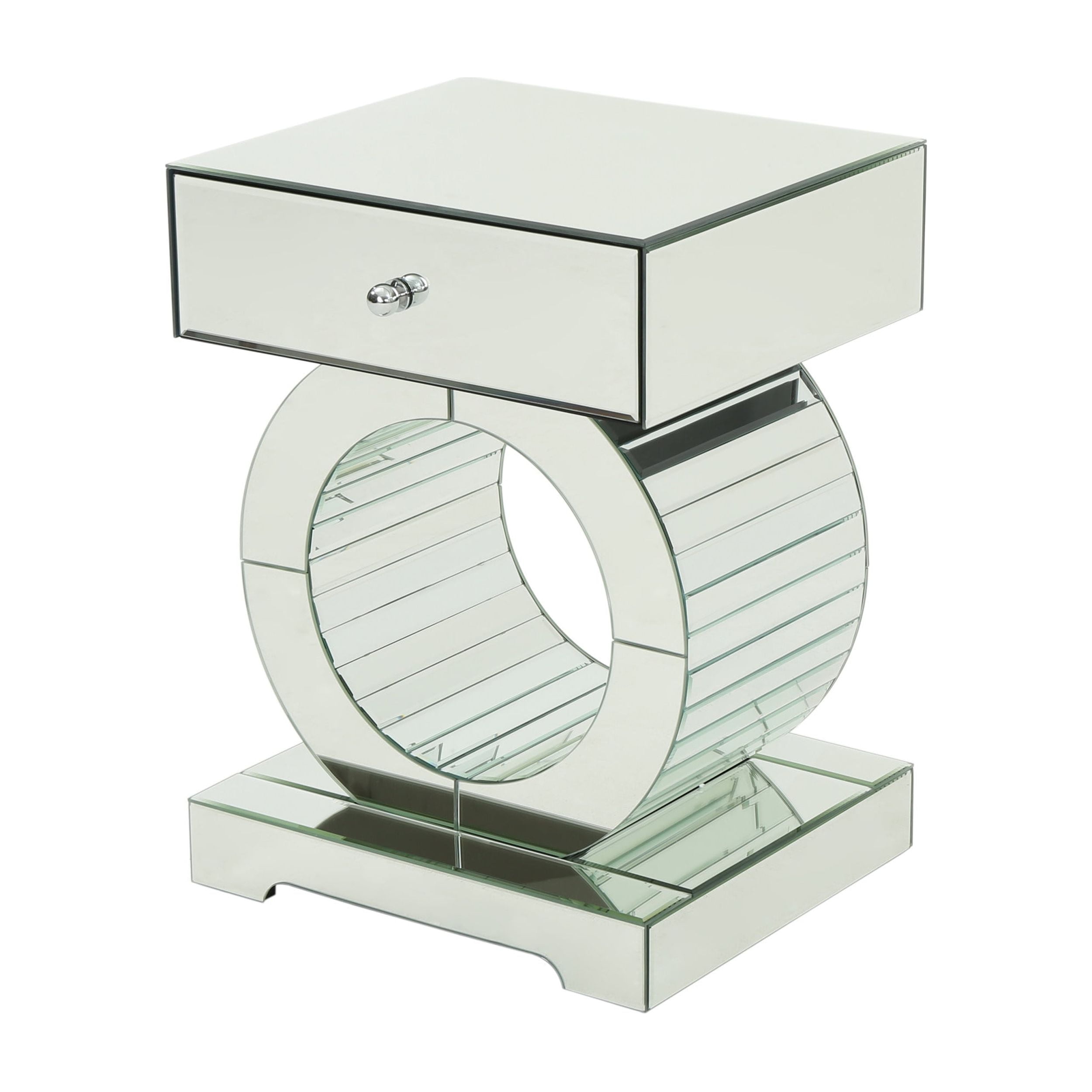 Lance Glam Mirrored Tempered Glass Rectangular Accent Table - Walmart.com