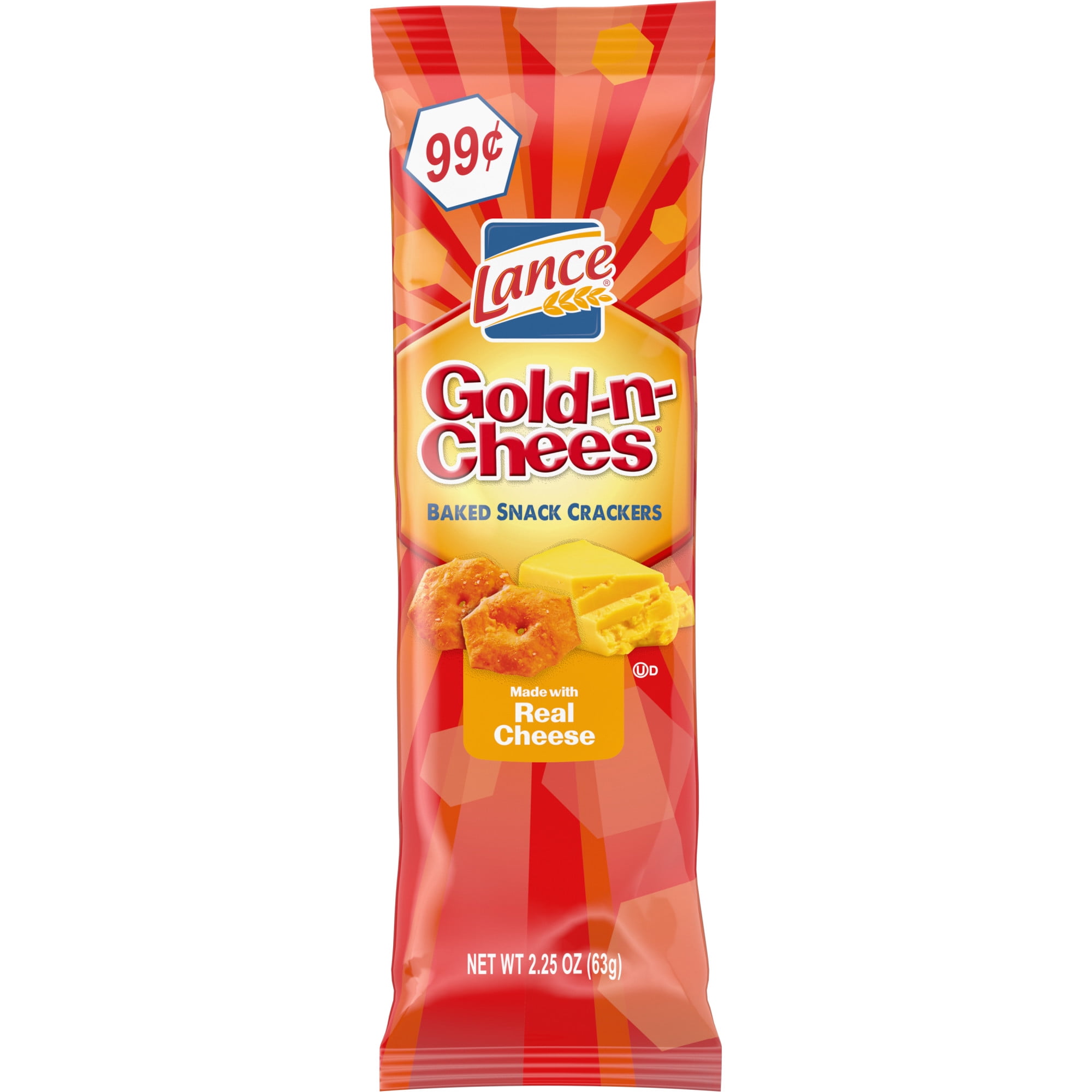 Lance Gold-N-Chees Baked Cheese Snack Crackers, Single-Serve 2.25 oz ...