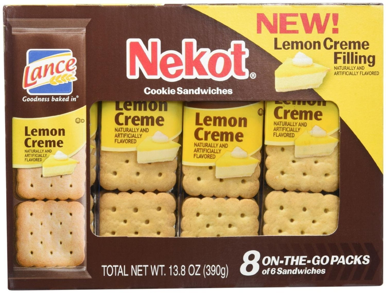 Lance Nekot Cookie Sandwiches Lemon Creme Filling 8 Count (Pack of 3 ...