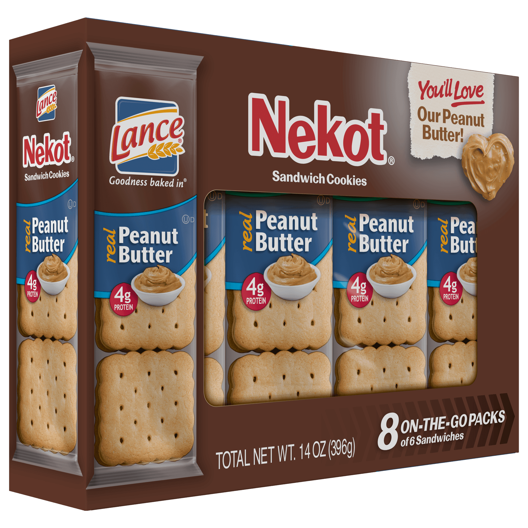 Lance Nekot Peanut Butter Cookies 14 oz 8 Count Boxes - Single Pack ...