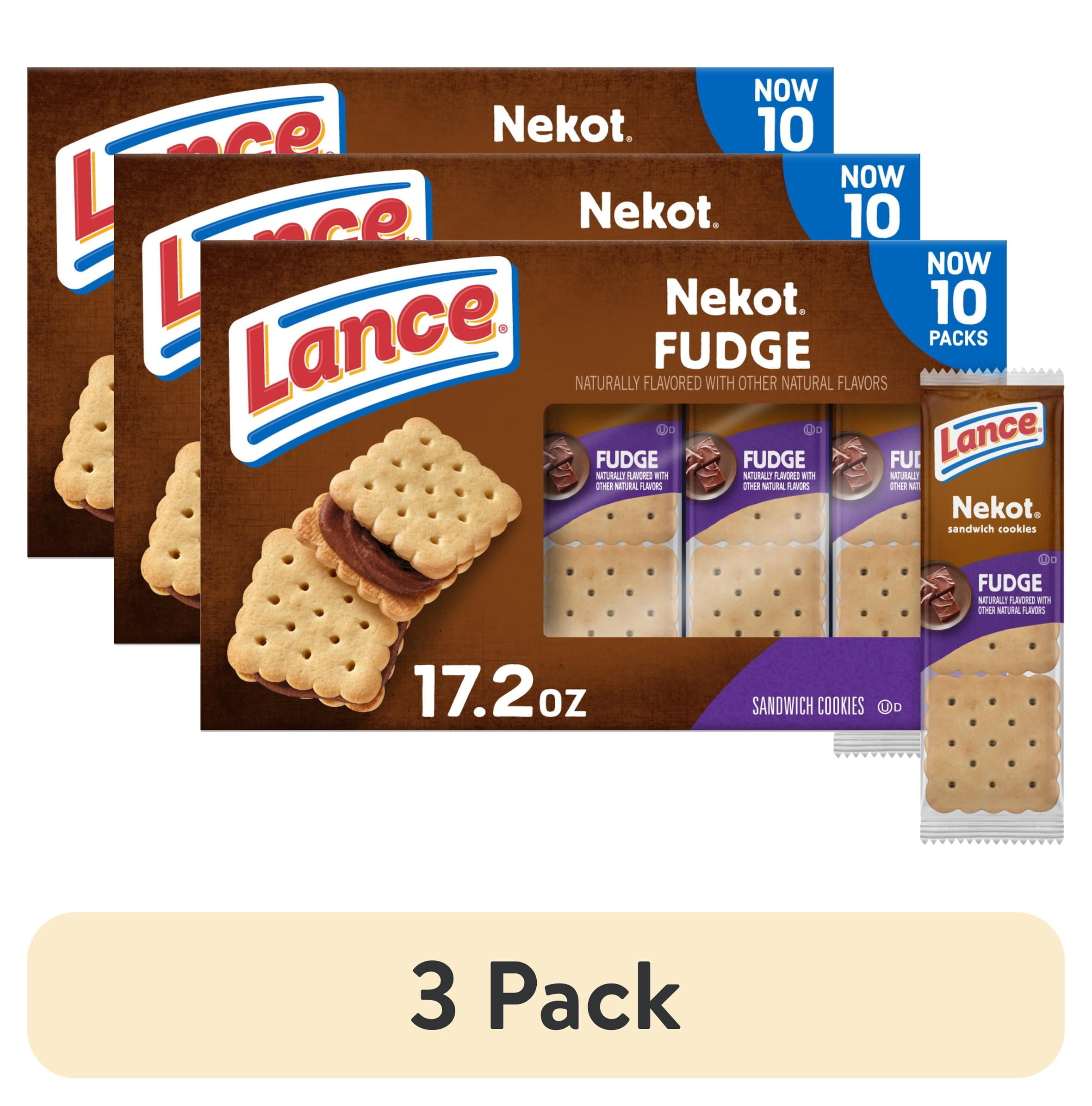 (3 pack) Lance Sandwich Cookies, Nekot Fudge, 10 Individually Wrapped ...