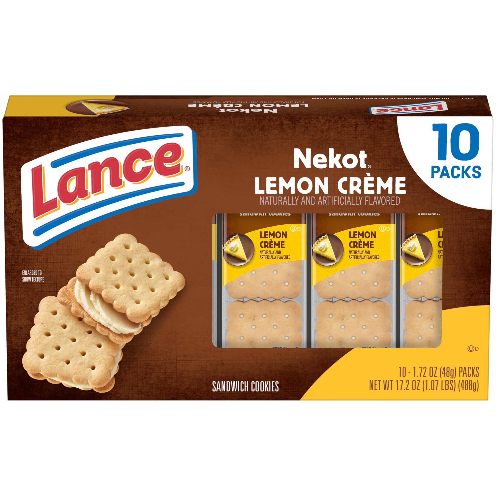 Lance Lemon Creme Sandwich Cookies, Individually Wrapped Snack Packs, 6 ...
