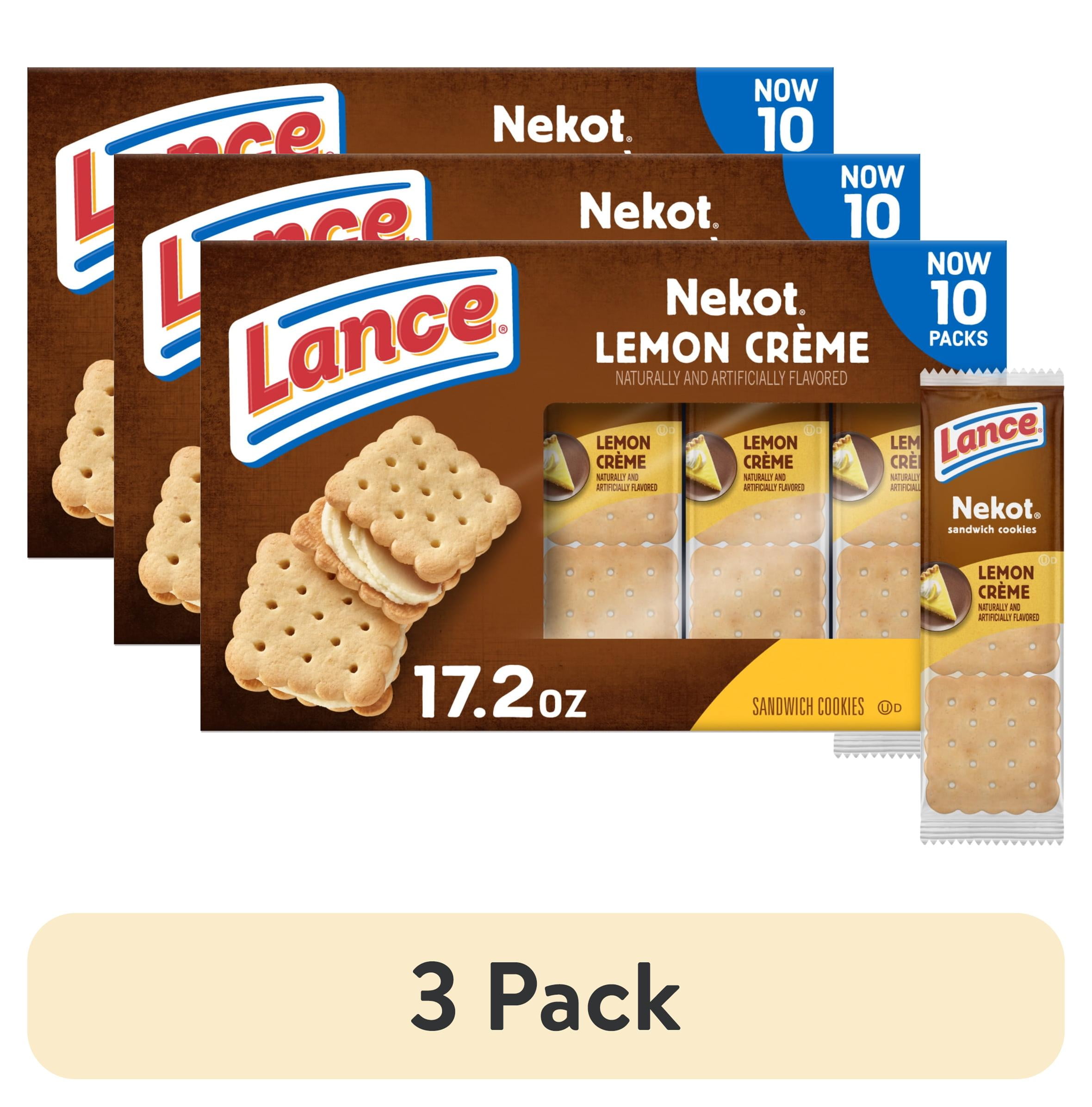 (3 pack) Lance Sandwich Cookies, Nekot Lemon Creme, 10 Individually ...