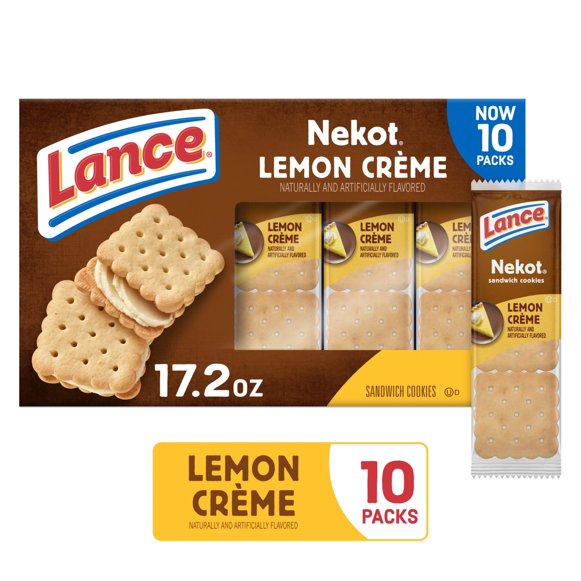 Lance Lemon Creme Sandwich Cookies, Individually Wrapped Snack Packs, 6 ...