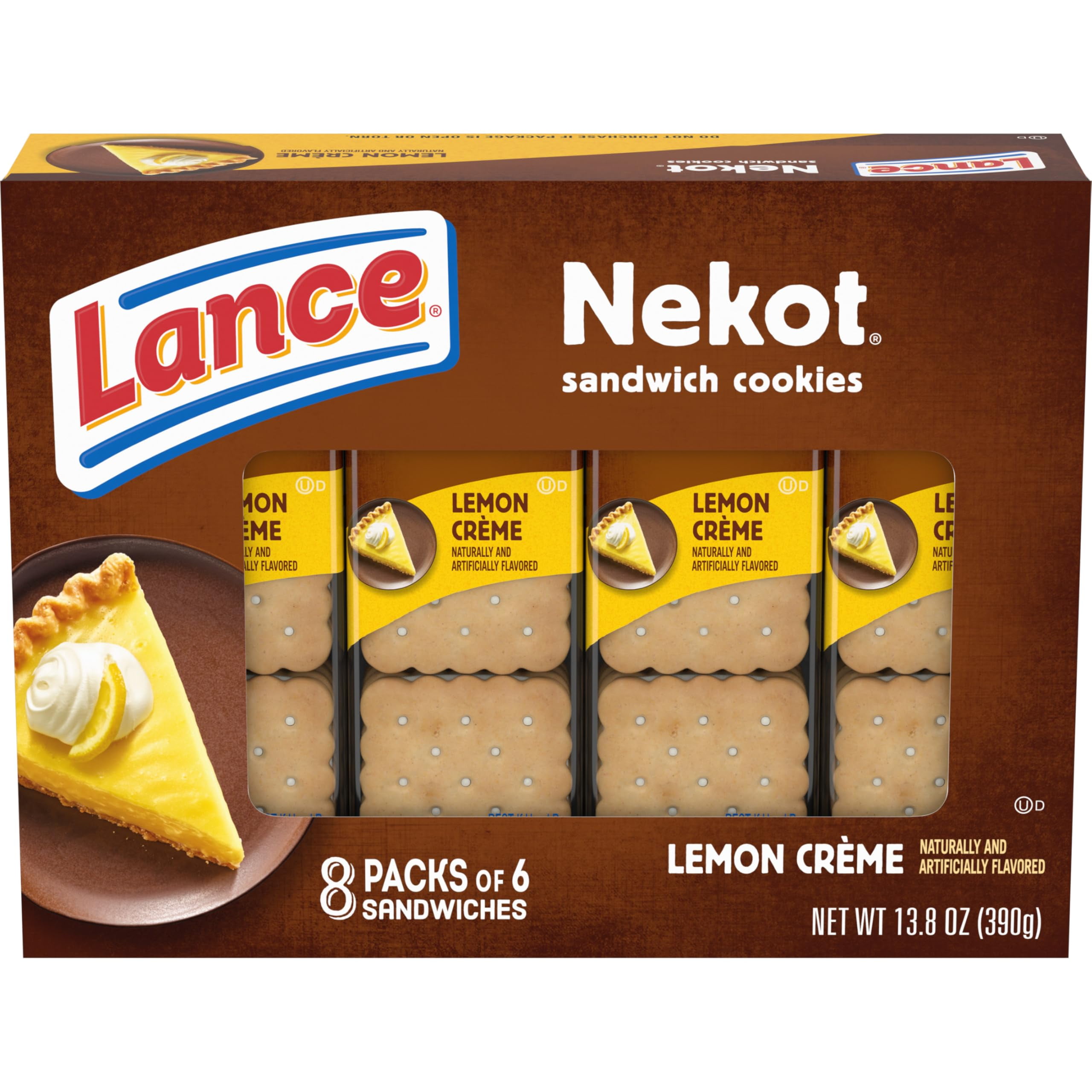 Lance Sandwich Cookies, Nekot Lemon Creme, 8 Individually Wrapped Packs ...