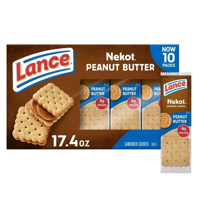 Lance Sandwich Cookies, Nekot Peanut Butter, 10 Individually Wrapped ...