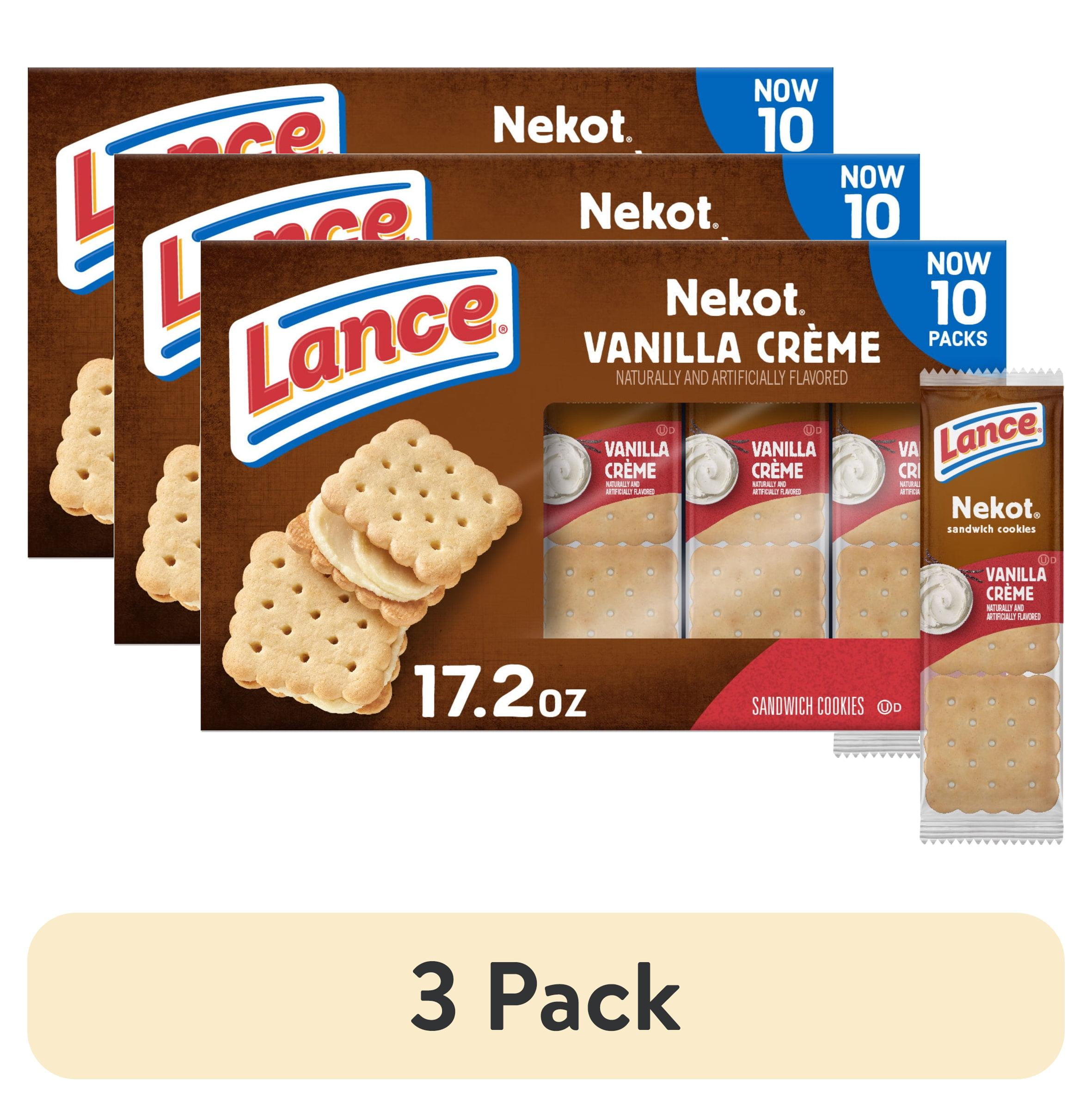(3 pack) Lance Sandwich Cookies, Nekot Vanilla Creme, 10 Individually ...