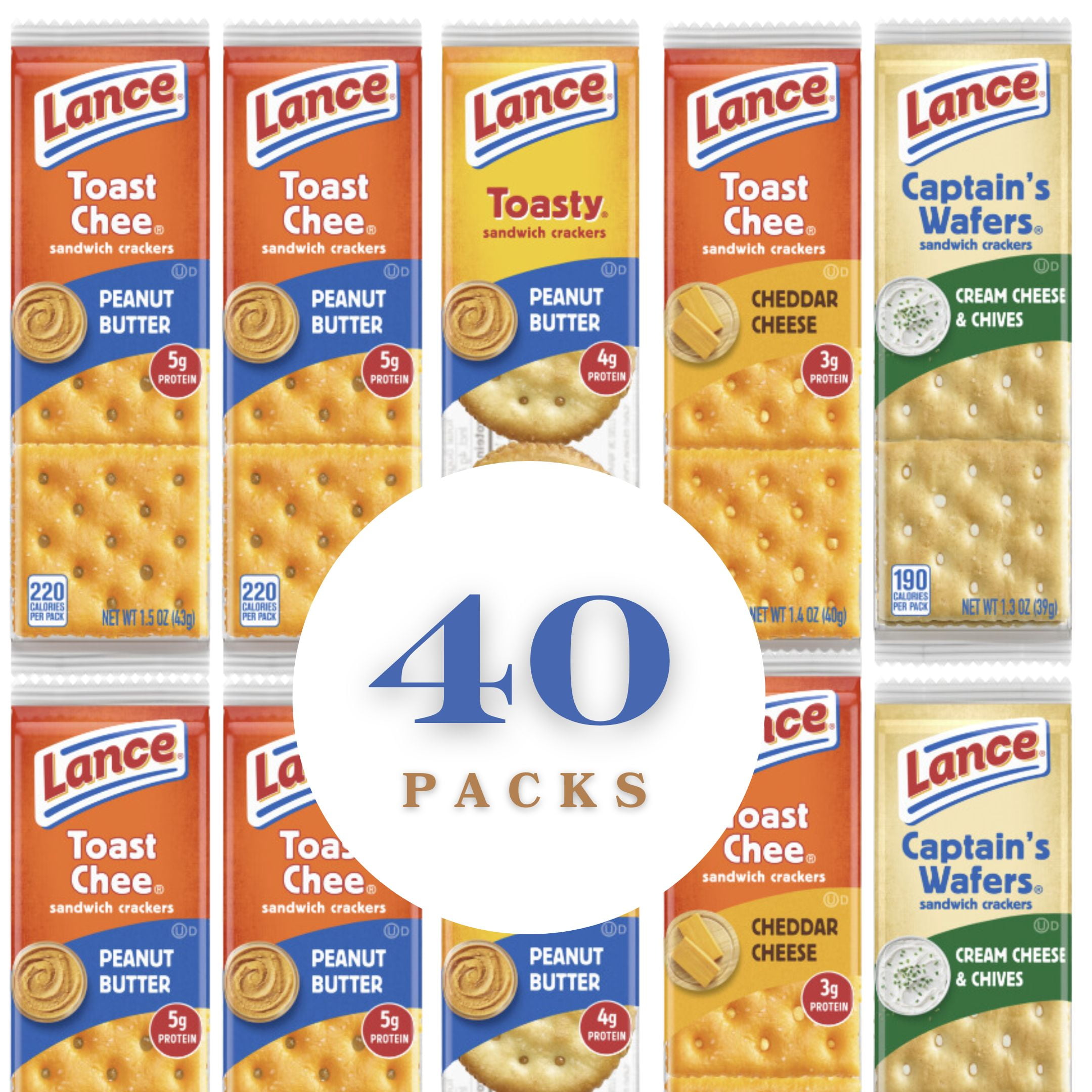 Lance Sandwich Cracker Variety Pack (40 Count), Crackers, Lance ...