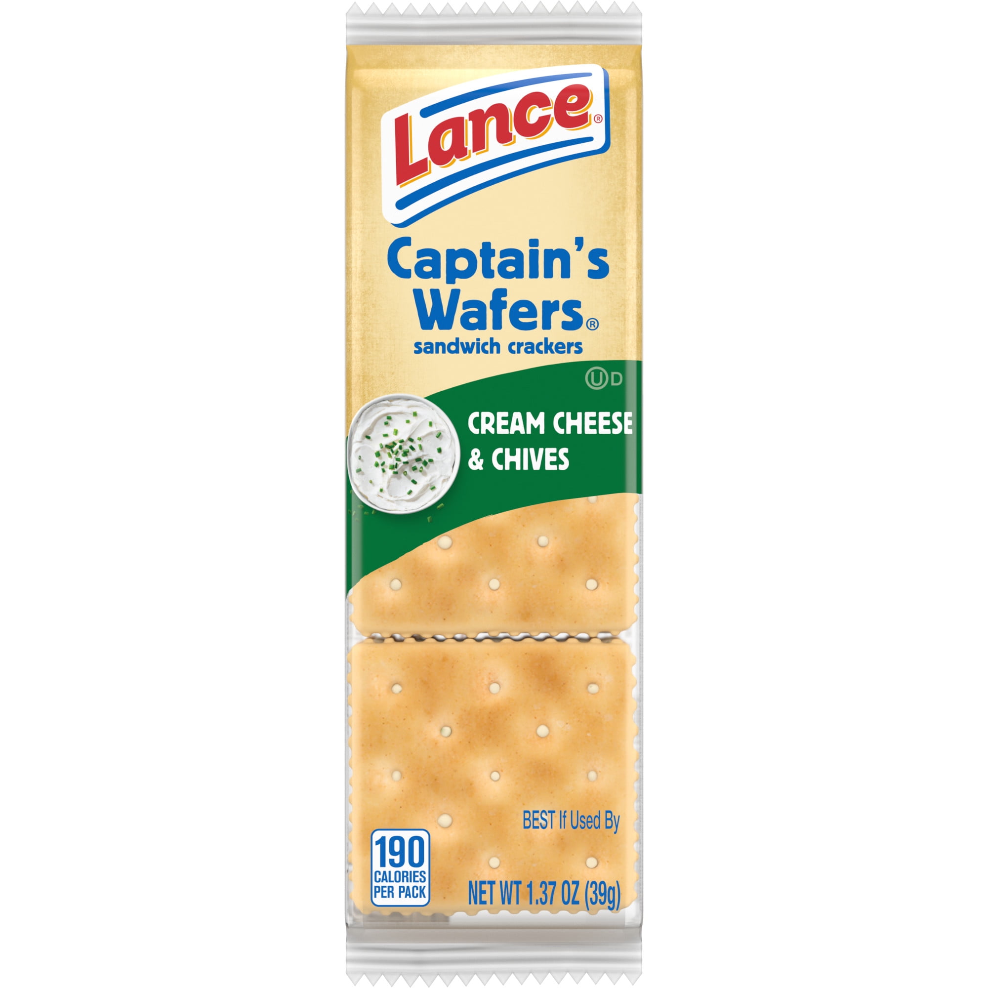Lance Sandwich Crackers, Captain's Wafers Cream Cheese and Chives ...