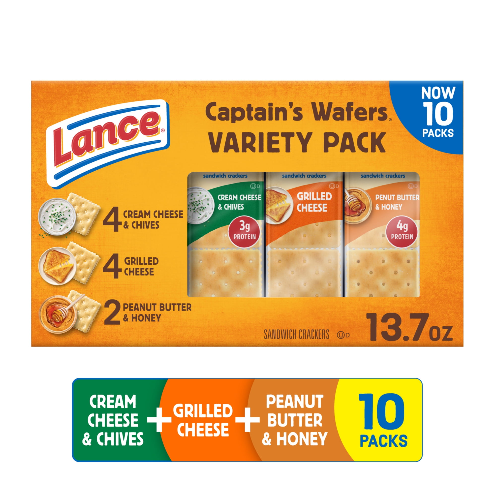 Lance Sandwich Crackers Variety Pack with Peanut Butter and Honey ...