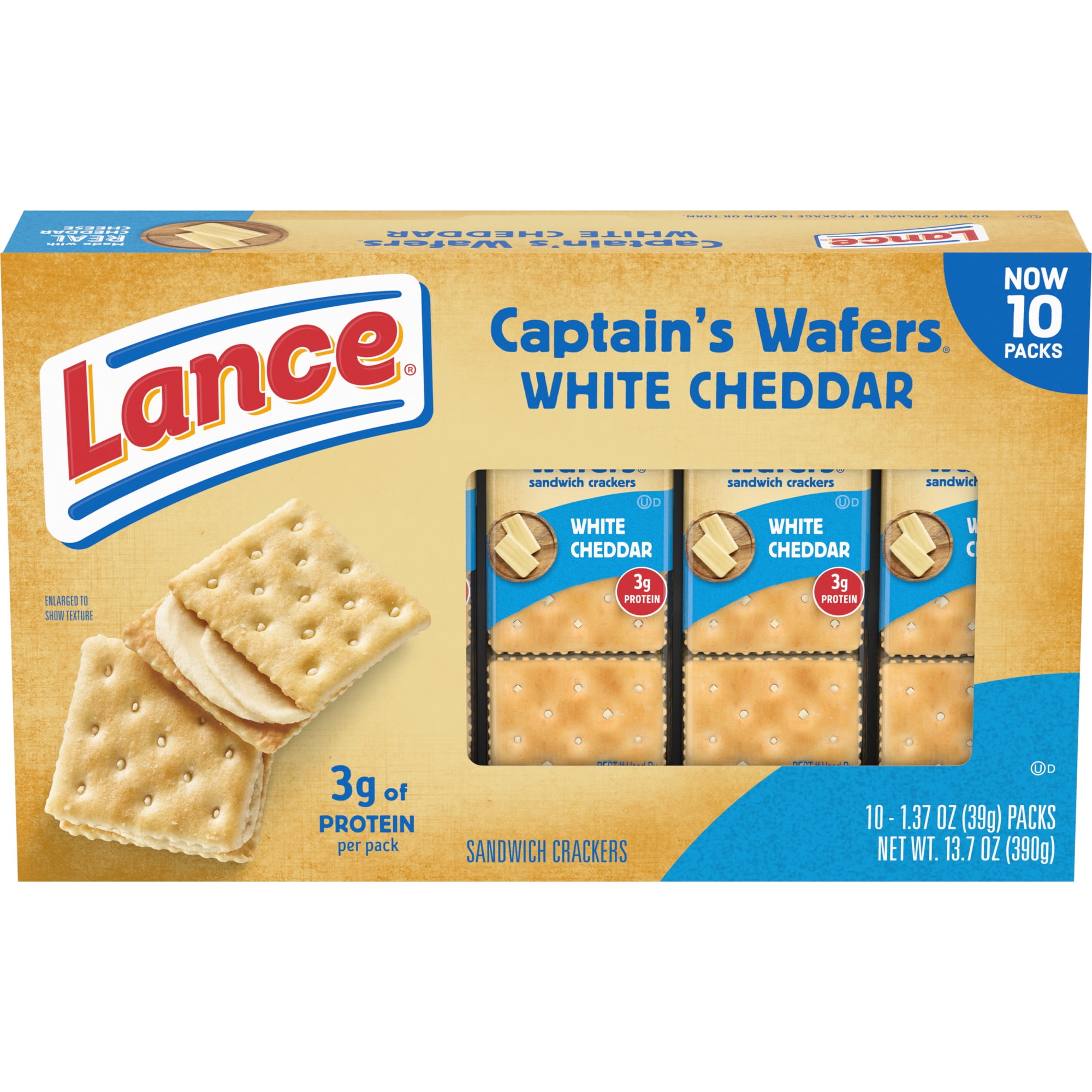 Lance Sandwich Crackers, Captain's Wafers White Cheddar, 10 Individual ...