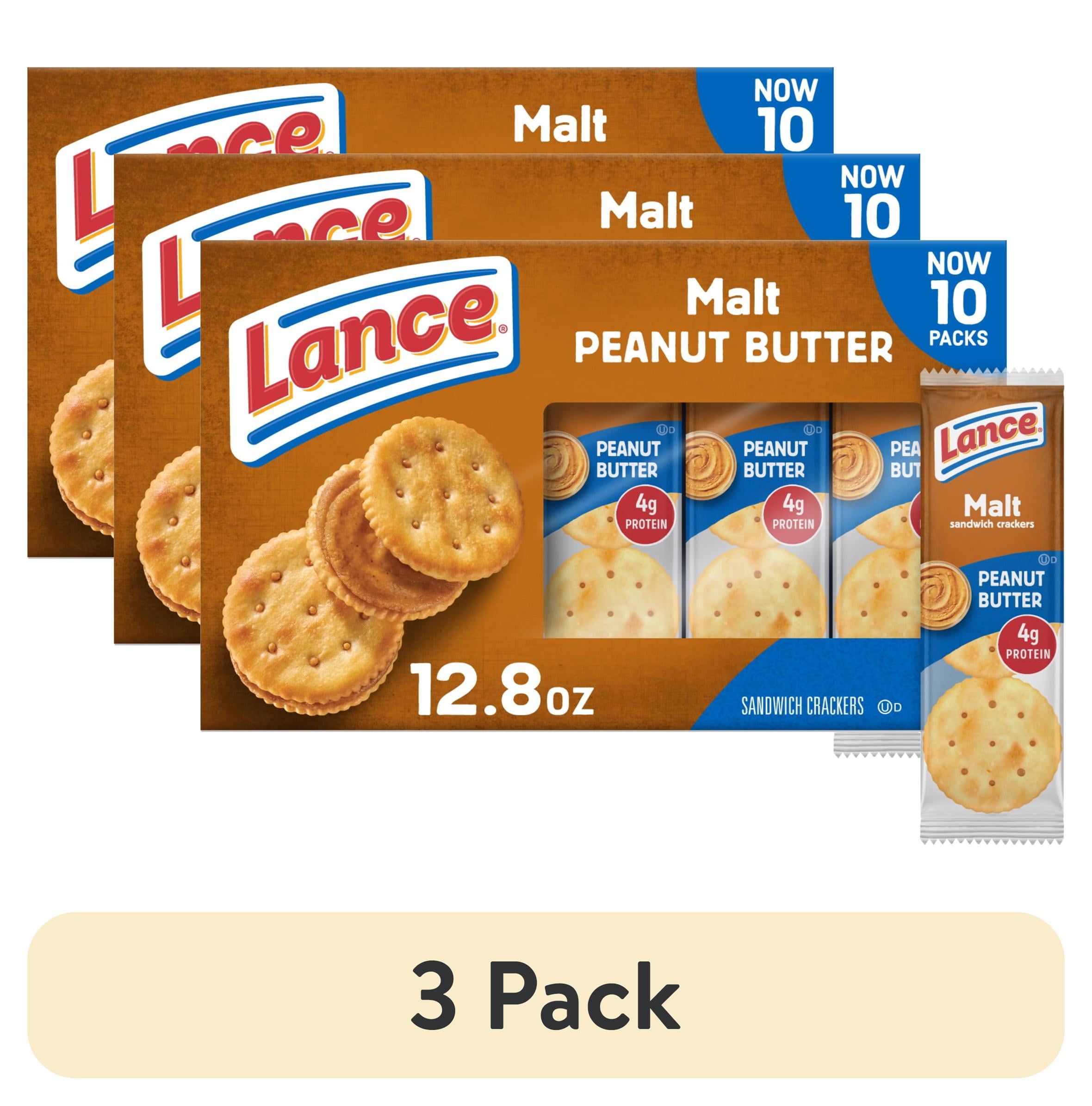 (3 pack) Lance Sandwich Crackers, Malt with Peanut Butter, 10 ...