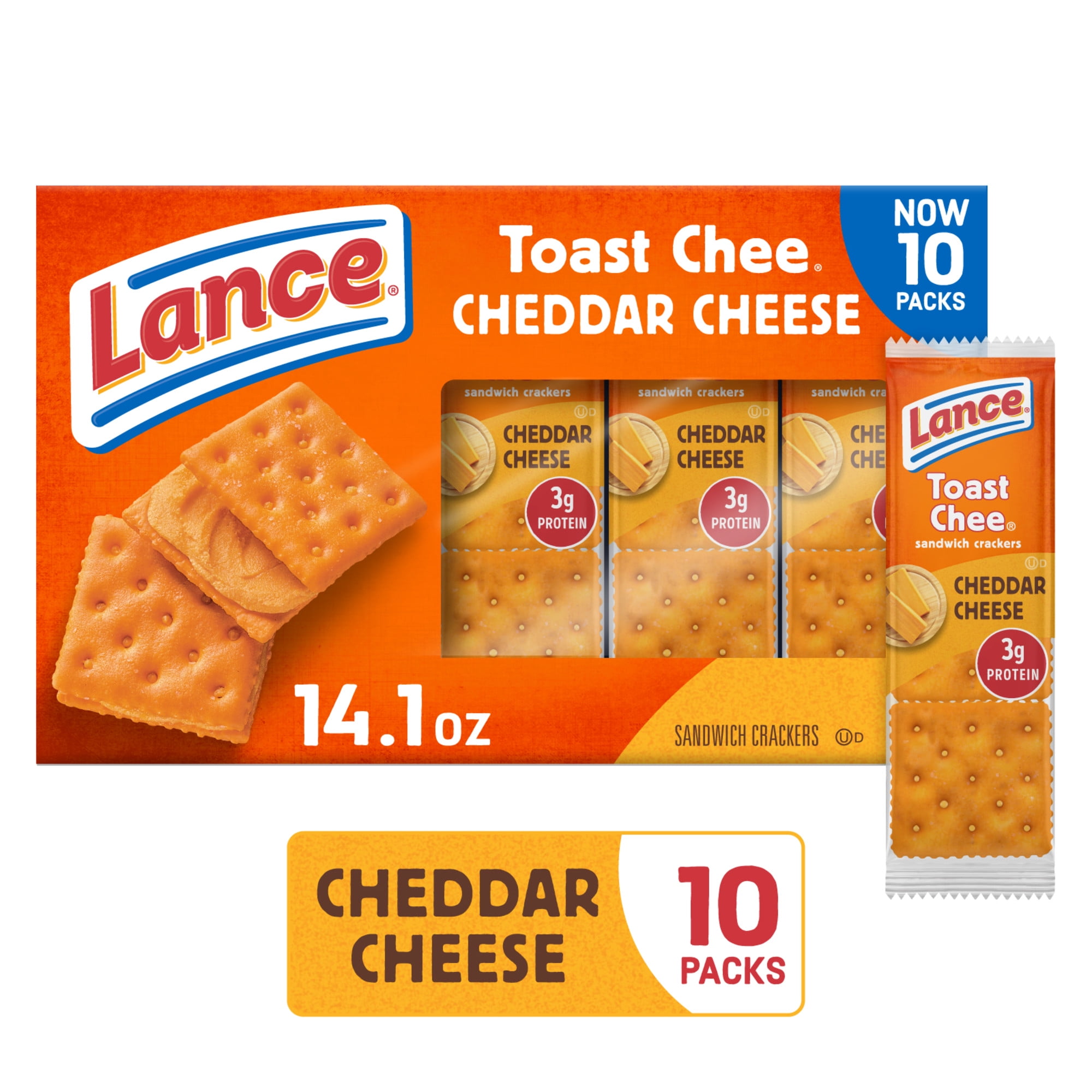 Lance ToastChee Cheddar Sandwich Crackers 10 Pack with 6 Sandwich ...