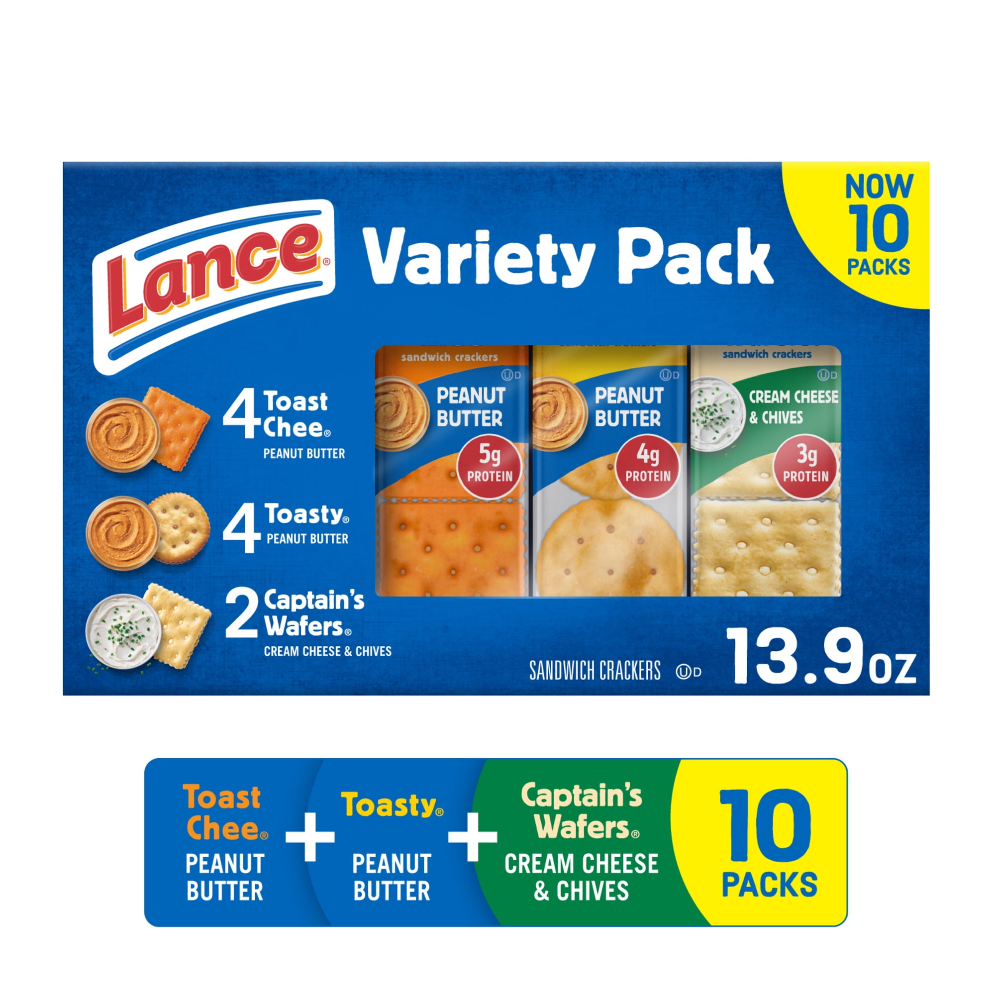 Lance Sandwich Crackers Variety Pack, Peanut Butter and Cheese, 10 ...