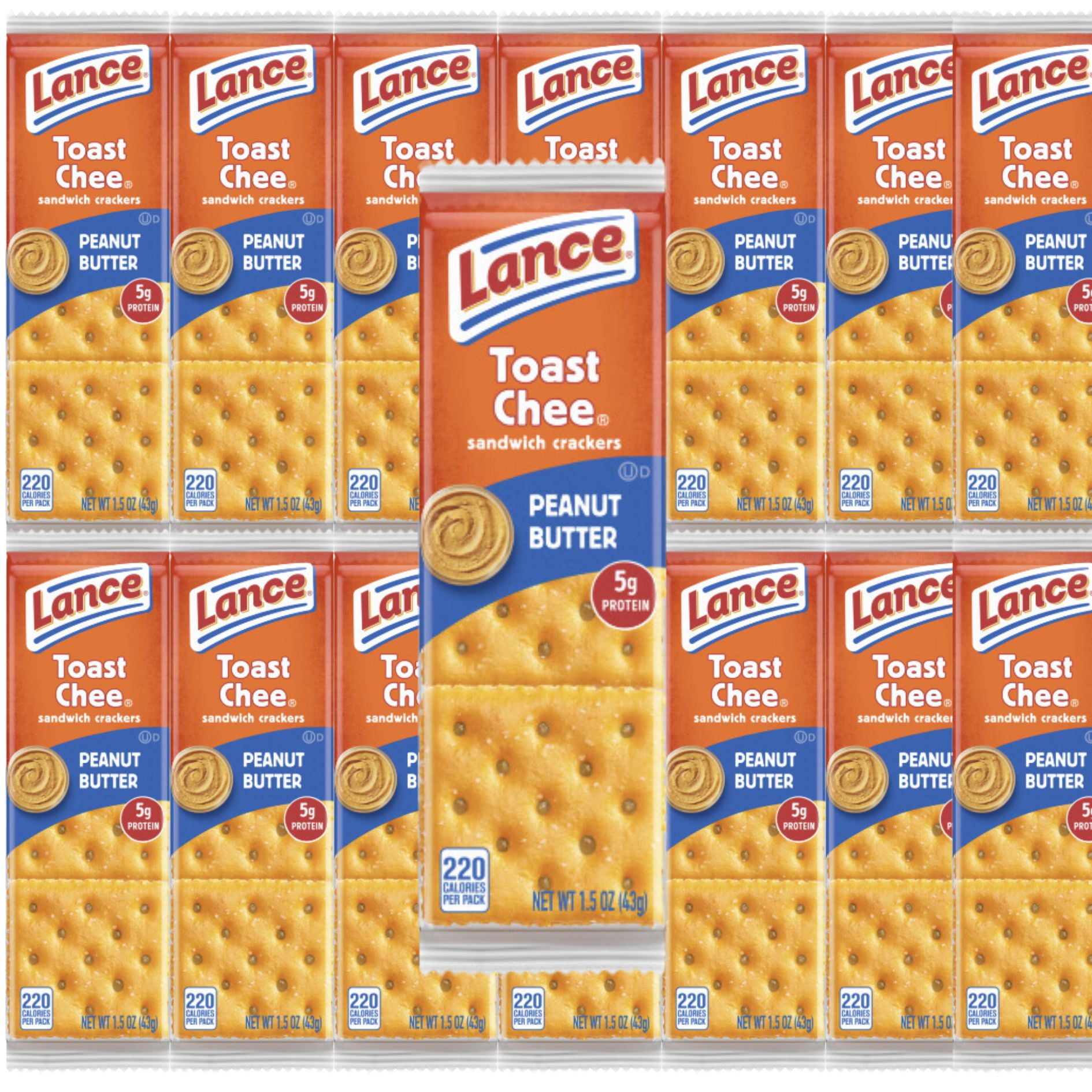 Lance Toast Chee Peanut Butter Crackers, 40 count, Crackers, Cheese ...