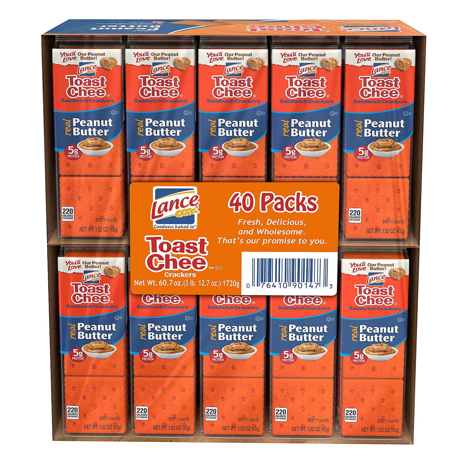 Lance Toast Chee Peanut Butter Crackers, Creamy Snack, Bakery Fresh, 40 ...