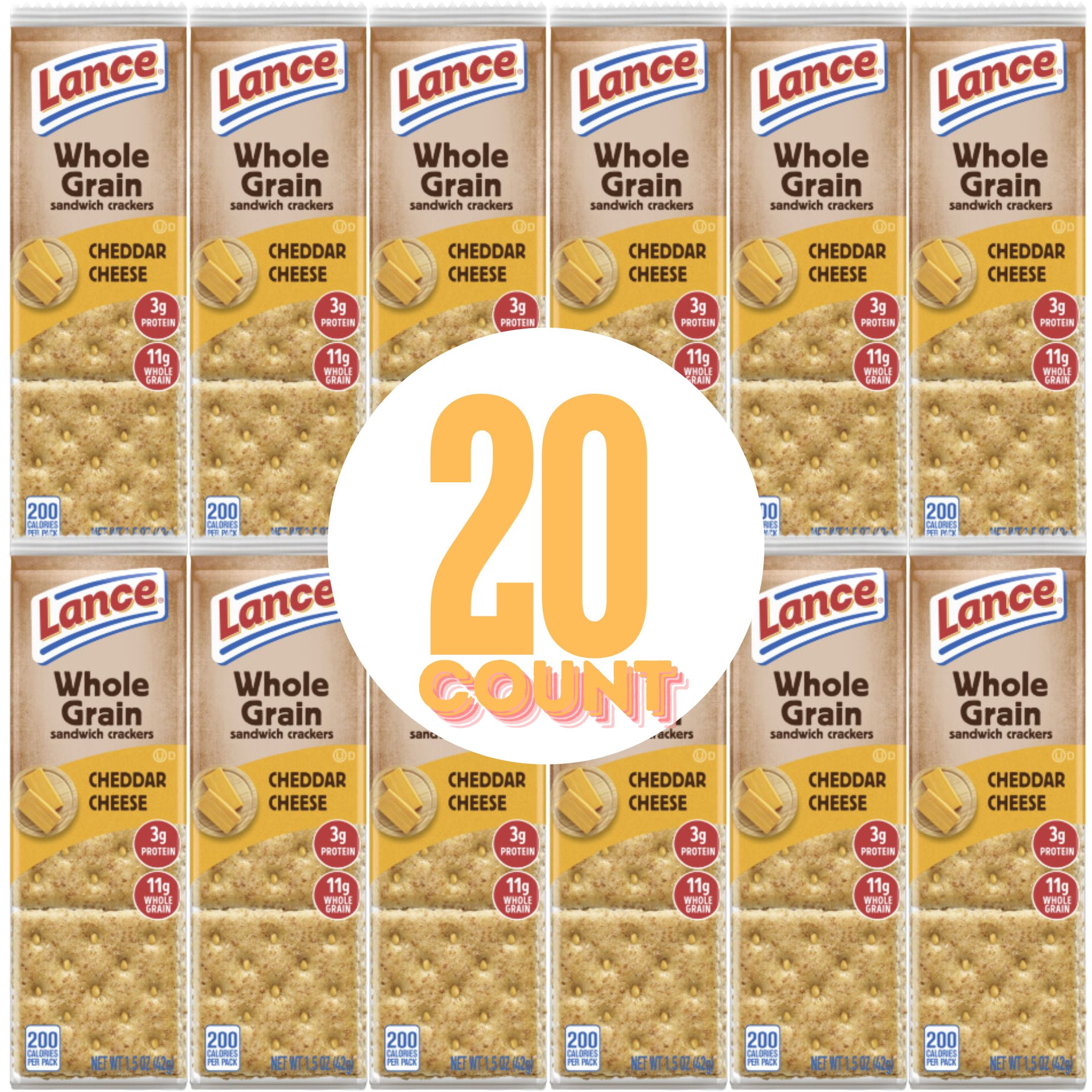Lance Whole Grain Cracker Sandwiches, (20 count) Individually Wrapped ...