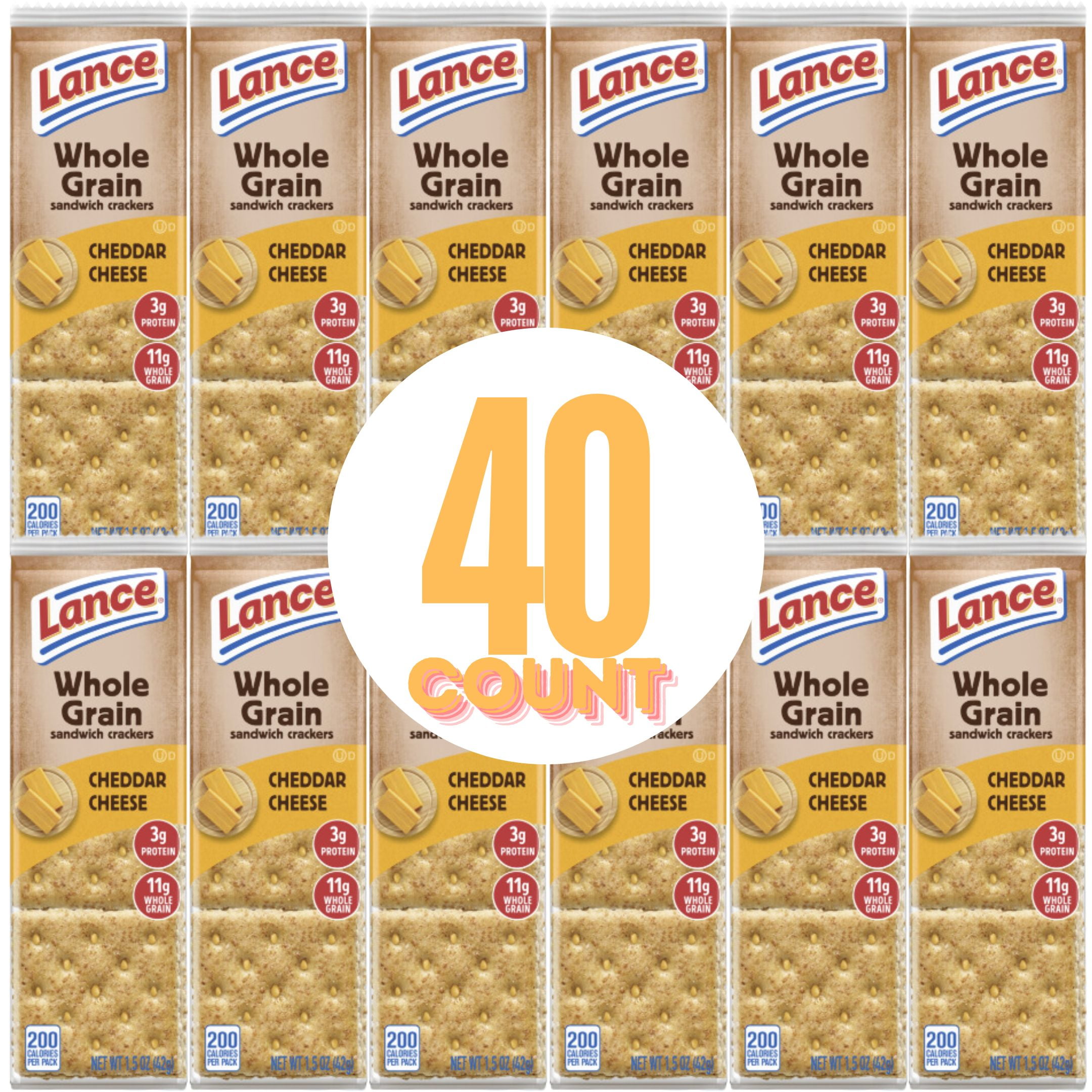 Lance Whole Grain Cracker Sandwiches, (40 count) Individually Wrapped ...