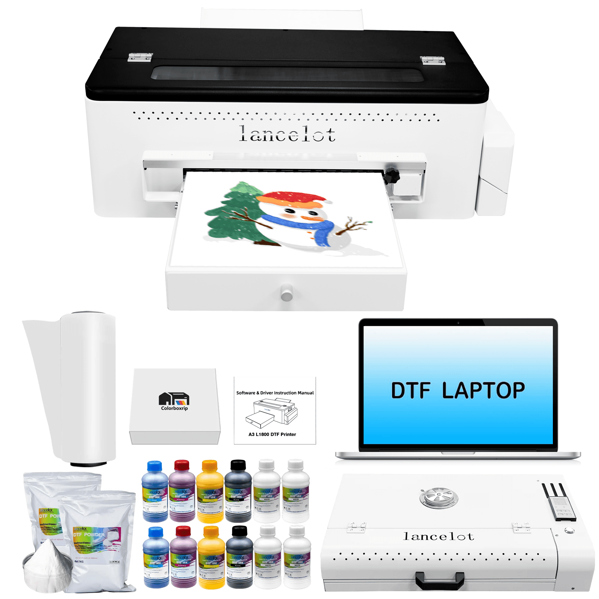 Lancelot A3 L1800 DTF Transfer Printing Machine: Roll Feeder, White Ink Circulation & Easy ...