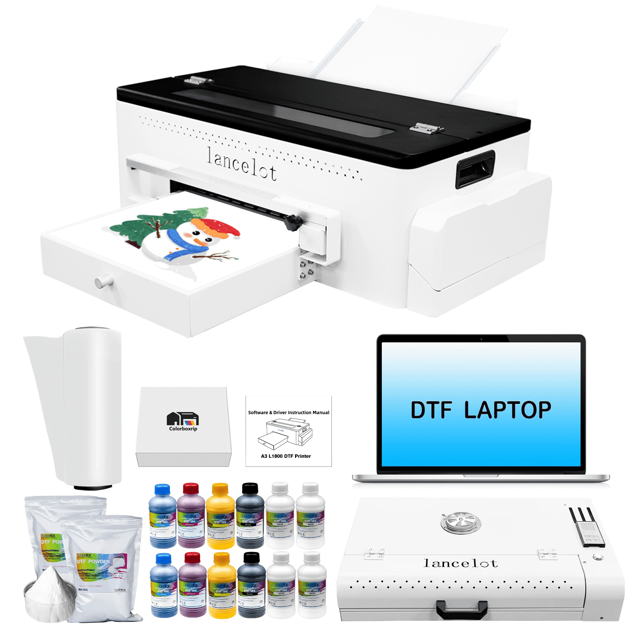 Lancelot A3 l1800 DTF Printer,DTF Printer Bundles,Inkjet Printer with Oven with Laptop for T ...