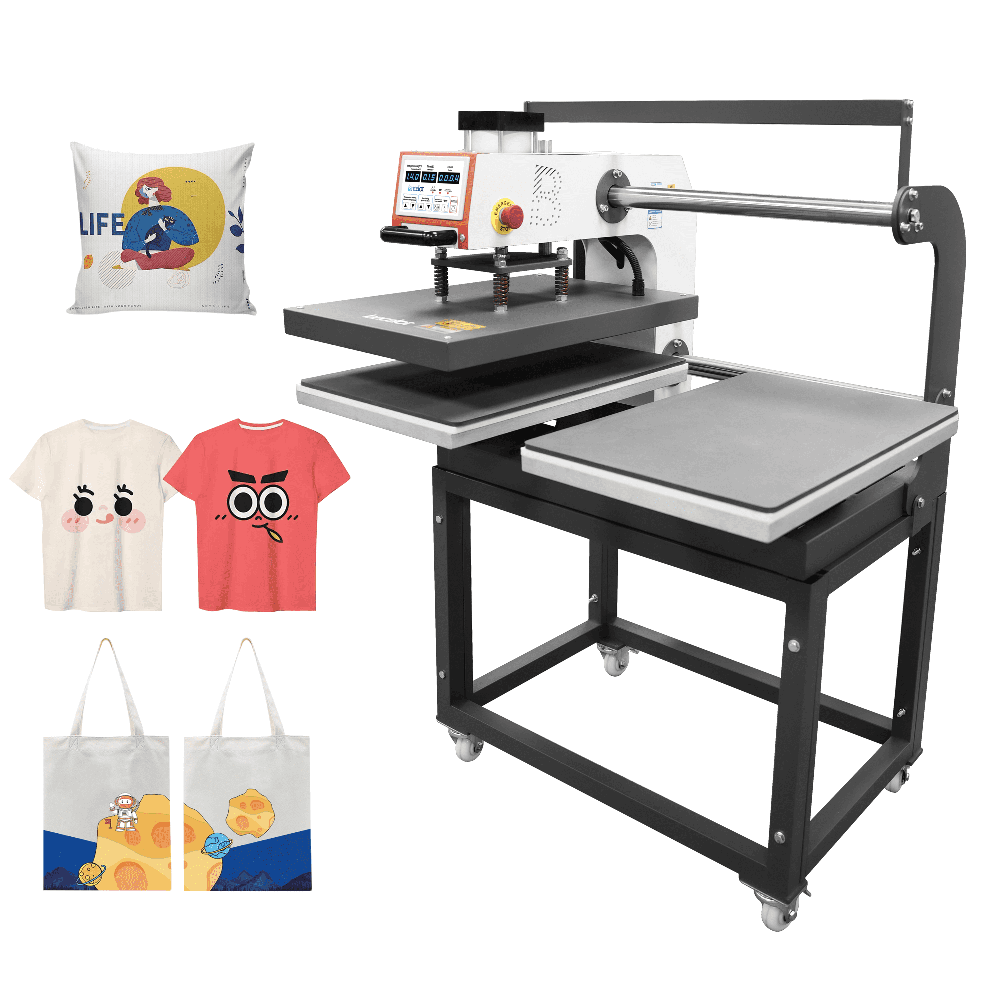 Lancelot 16x24 Pneumatic Sliding Dual Platen Heat Press Machine - Auto Lift Sublimation for ...