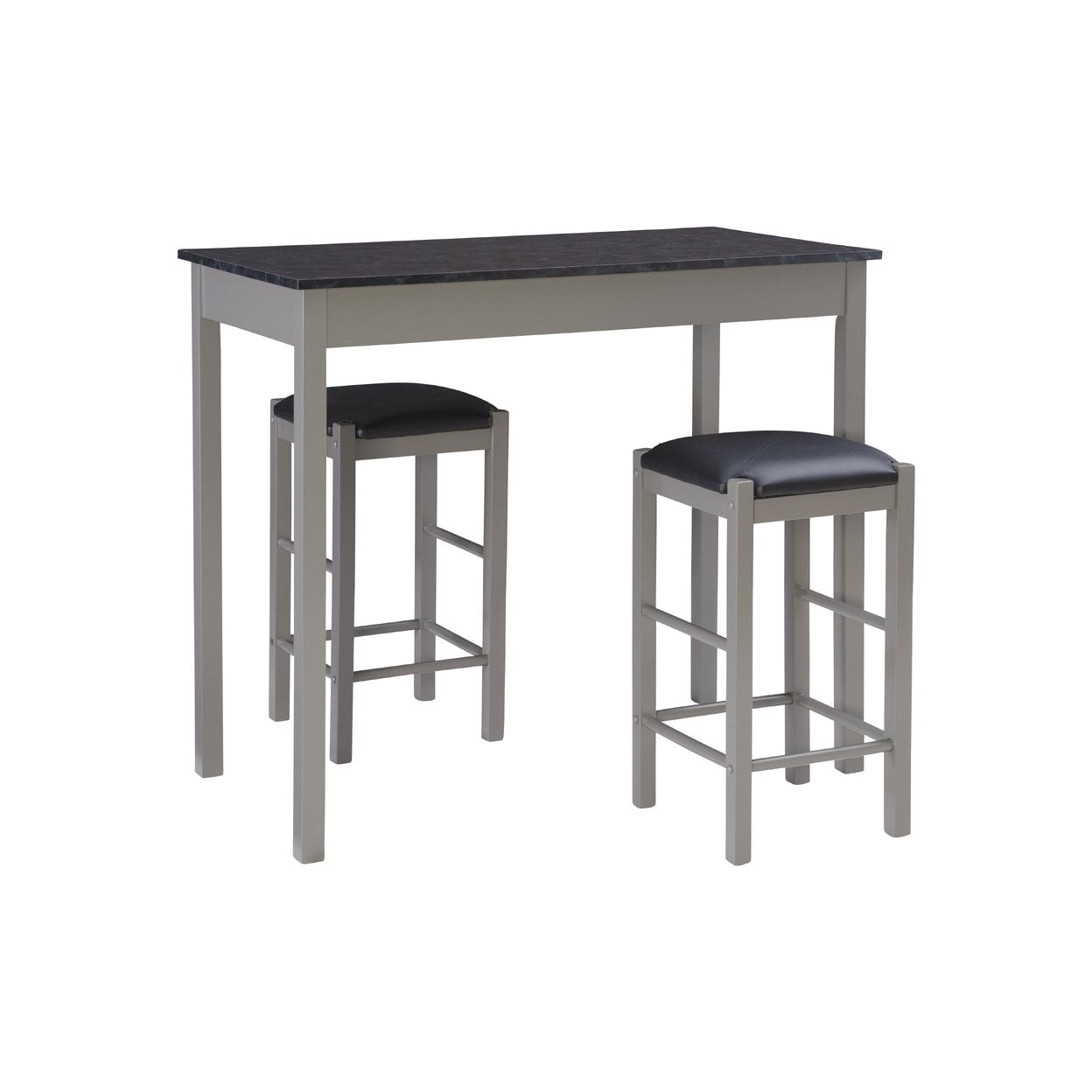 Lancer Grey Faux Marble 3-Piece Dining Set with Stools Counter Height ...
