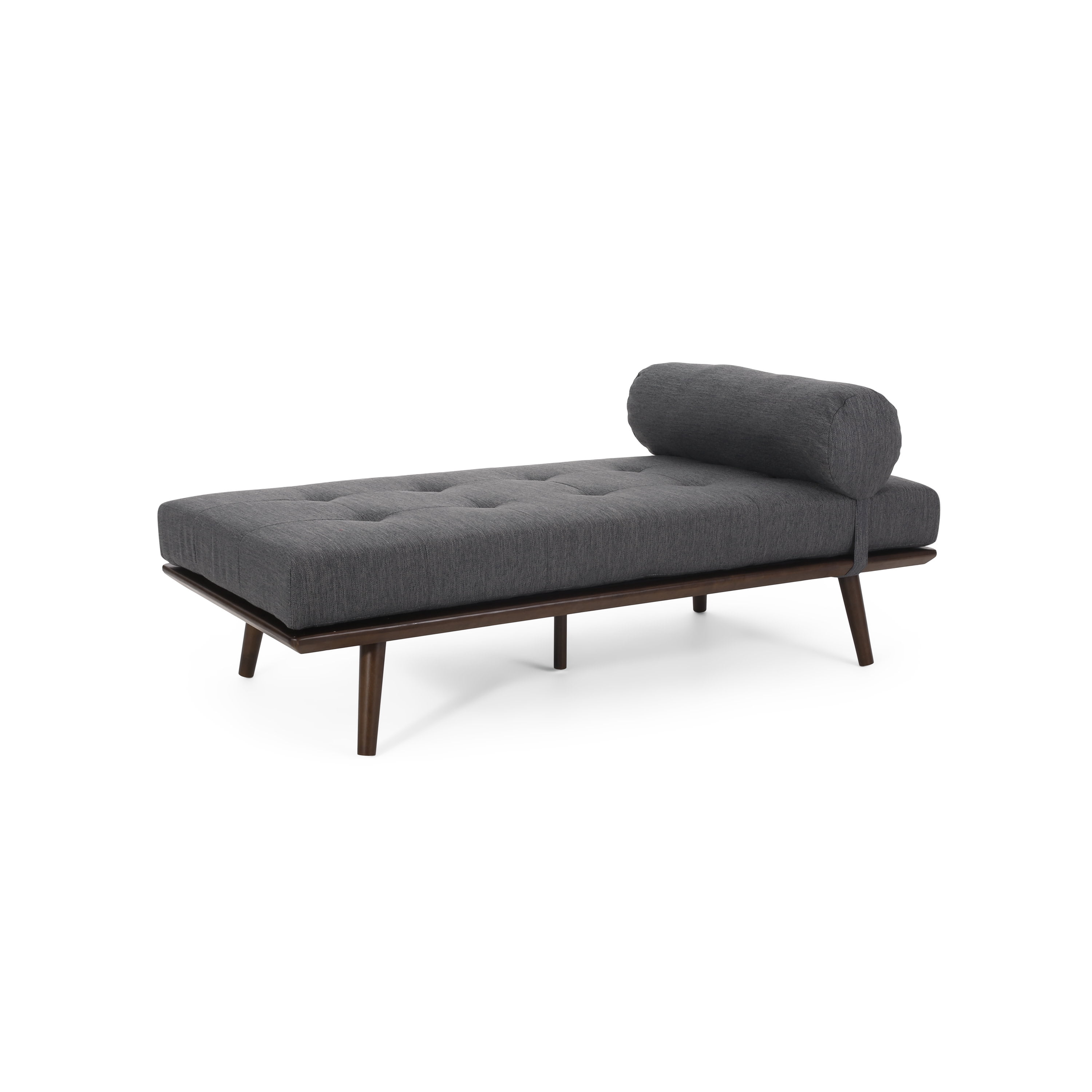 Lancer Mid Century Modern Fabric Tufted Chaise Lounge with Bolster ...
