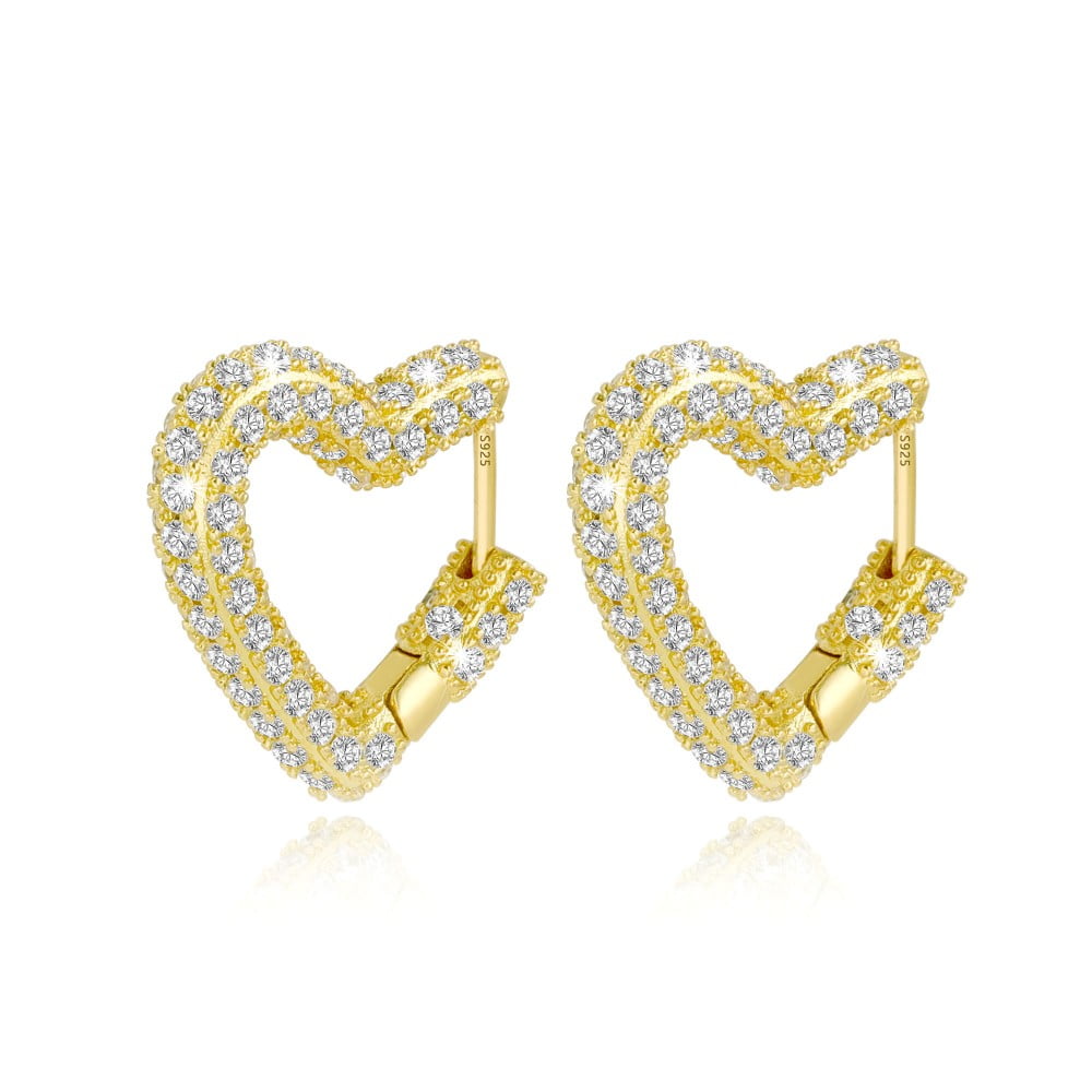 Lancharmed Gold Plated Cute Earrings,Love Heart Zircon Earring ...