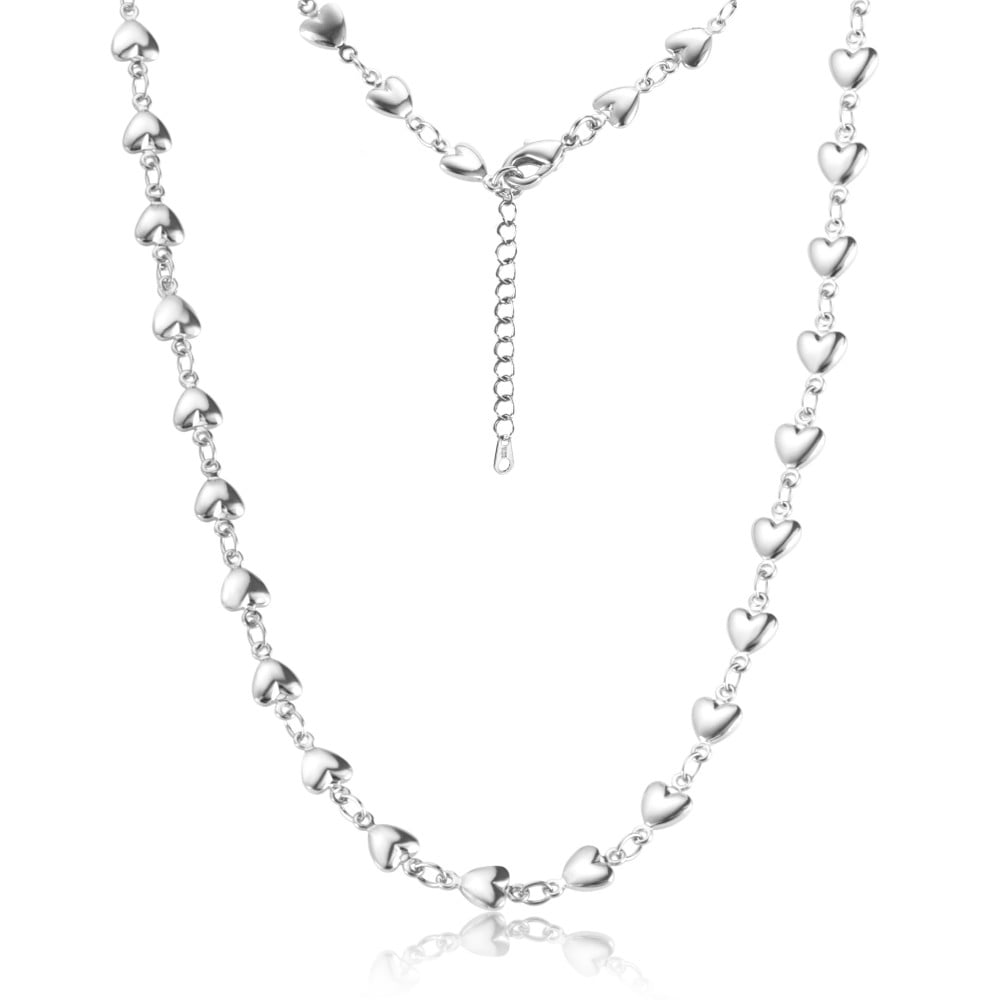 Lancharmed Silver Plated Locket Necklace for Women Glossy Heart ...