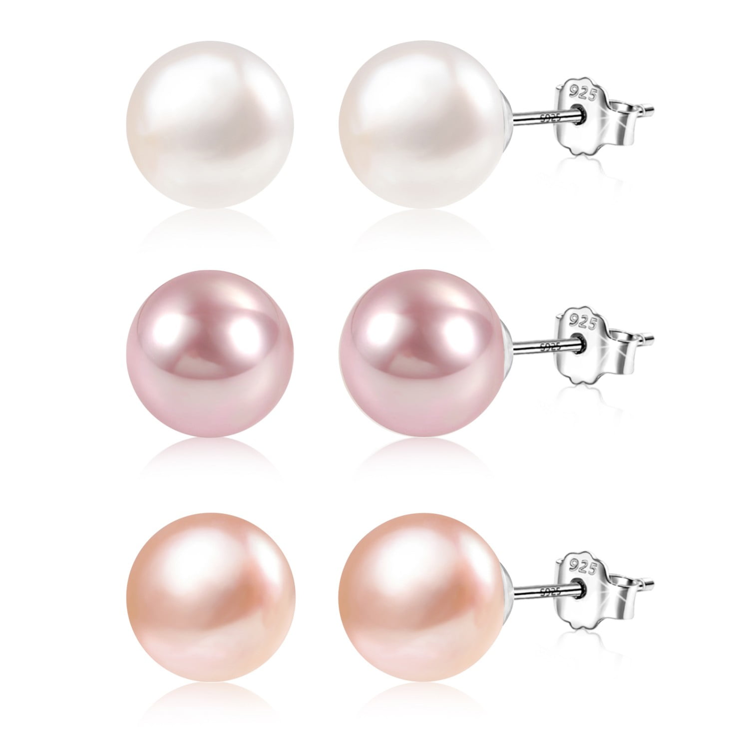 Lancharmed Silver Plated Earrings for Mother,Three Pairs of Pearls ...