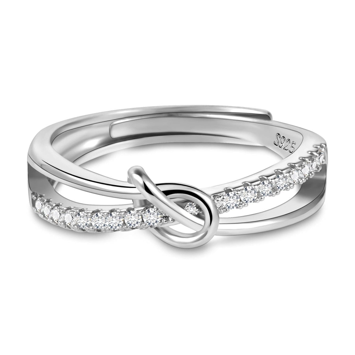 Lancharmed Womens Rings White Gold Plated Rings Twisted Zirconia ...