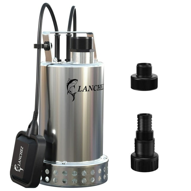 Lanchez 1/2HP 2610GPH Stainless Steel Water Sump Pump, Submersible ...