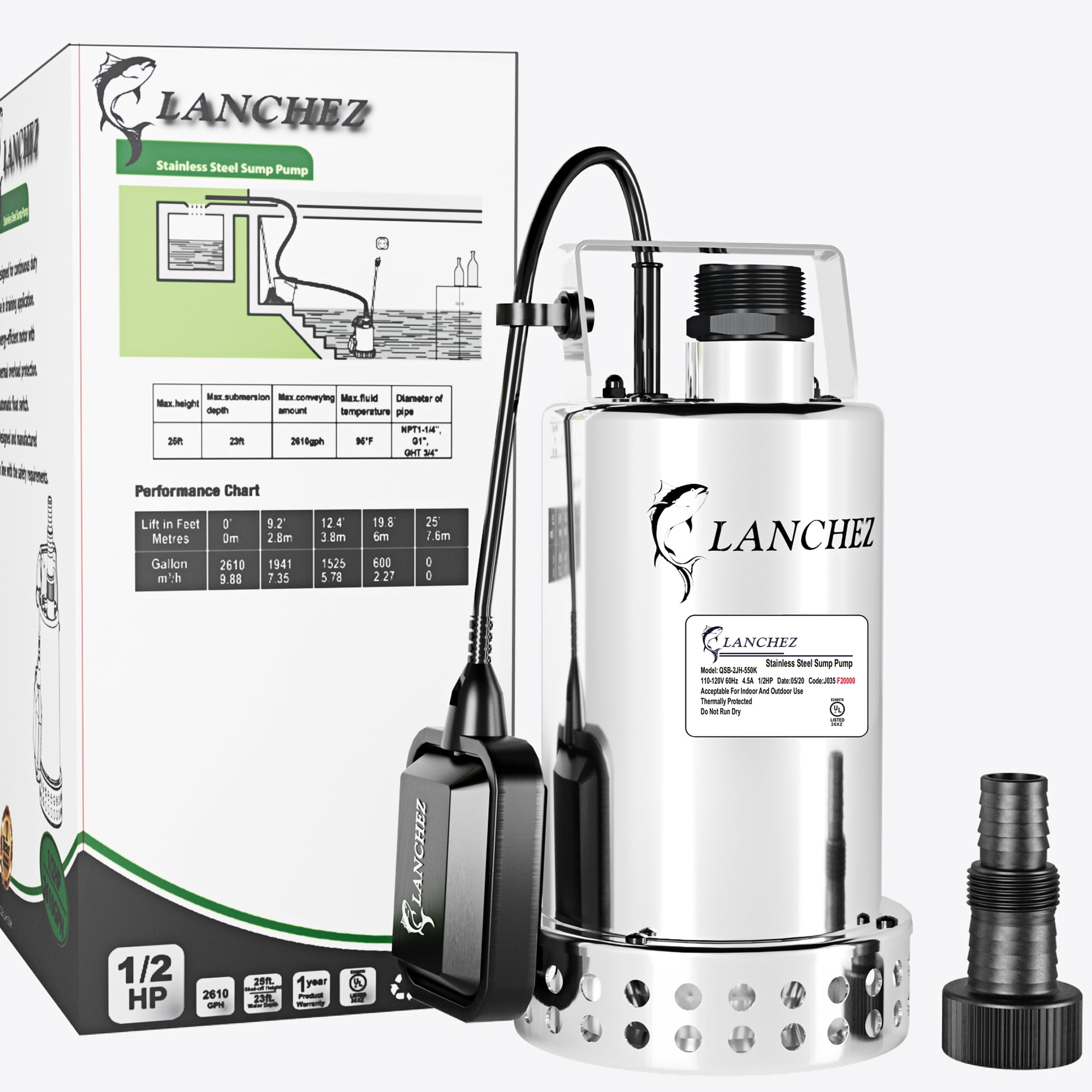 Subersible Home Depot TOPWAY 1.5HP 4250GPH Stainless Steel Water ...