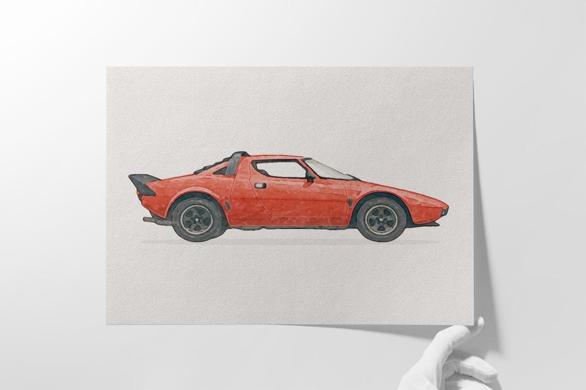 Lancia Stratos Poster: Retro Racing Car Poster, Unframed Canvas Size ...