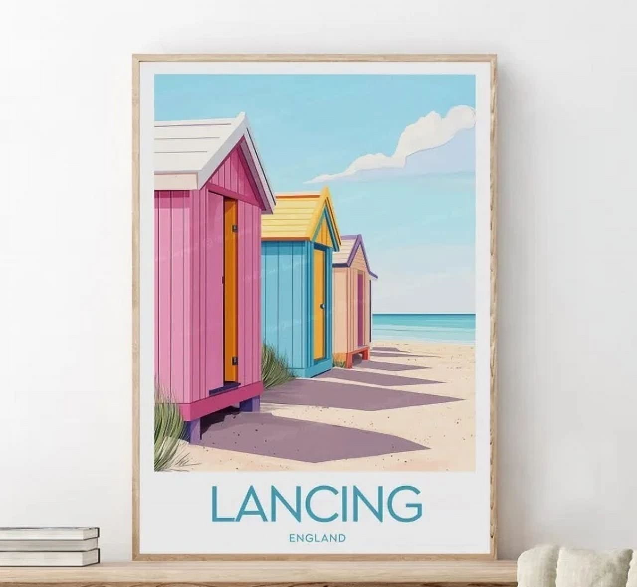 Lancing Traditional Travel Print - England, Lancing Poster NO FRAMED ...