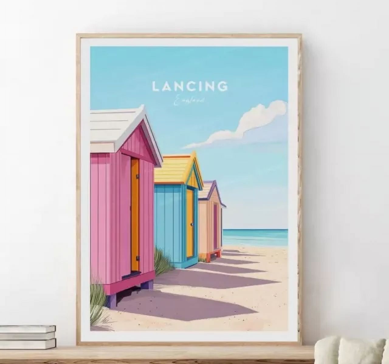 Lancing Traditional Travel Print - England, Lancing Poster NO FRAMED ...