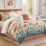 Lanco 7 Piece Floral Comforter Set, King Size Microfiber Print Bedding ...