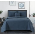 Lanco All Season Navy Quilt Set Queen Size , Ultra-Soft Bedspread , 2 ...