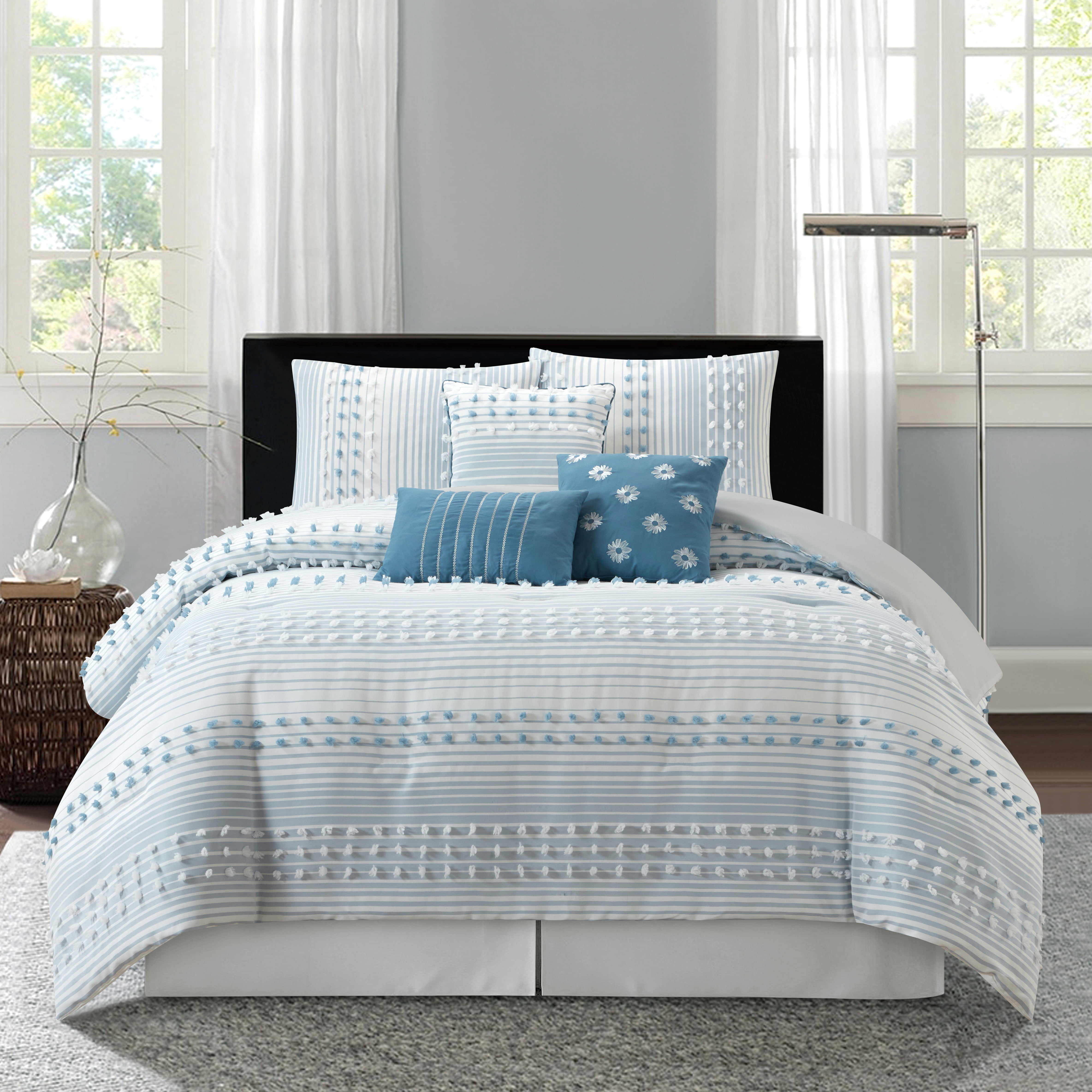 Lanco Azure Comforter Set King Size , 7 Piece Clip & Jacquard Soft ...